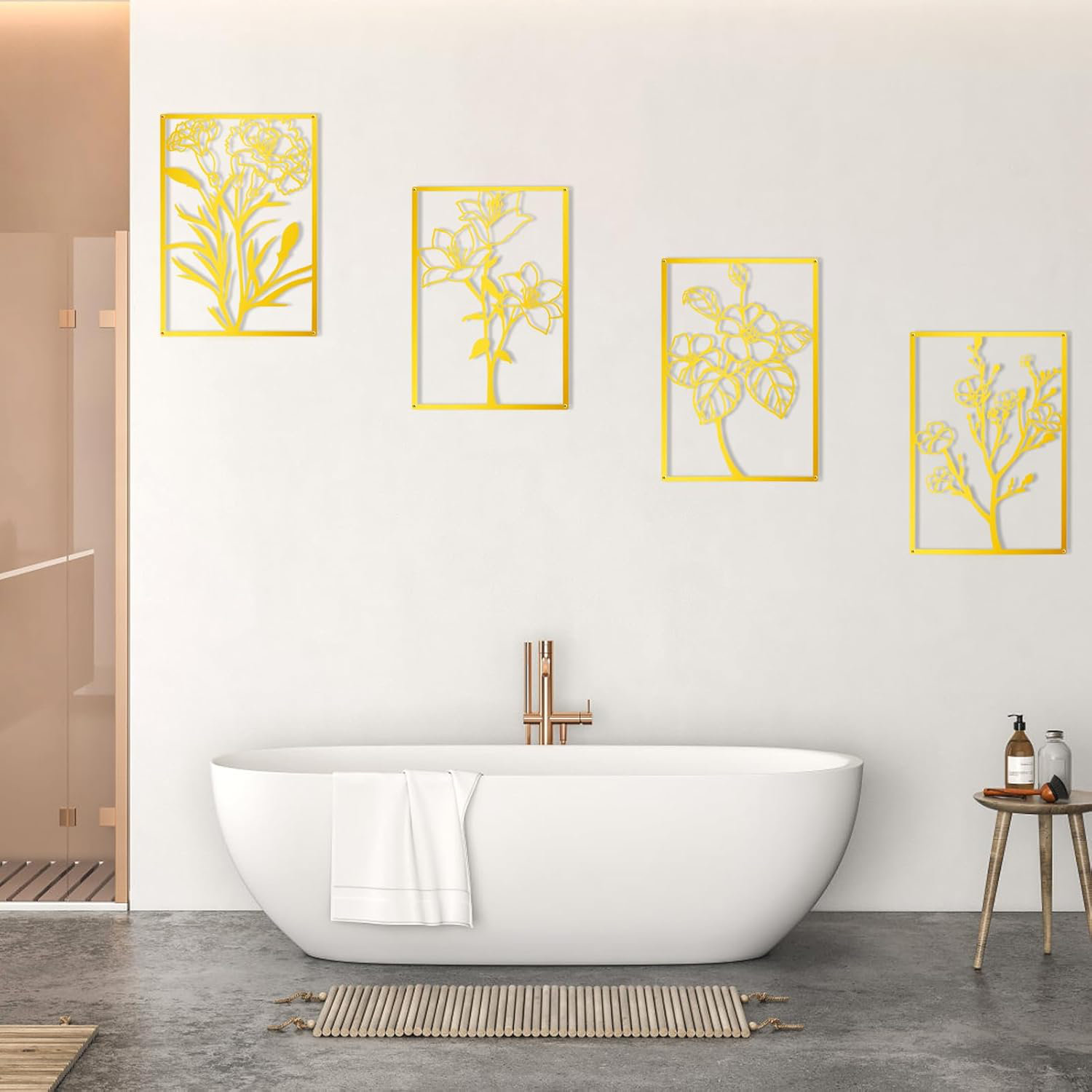 REFISM 4 Pcs Gold Abstract Metal Line Wall Decor | Wayfair