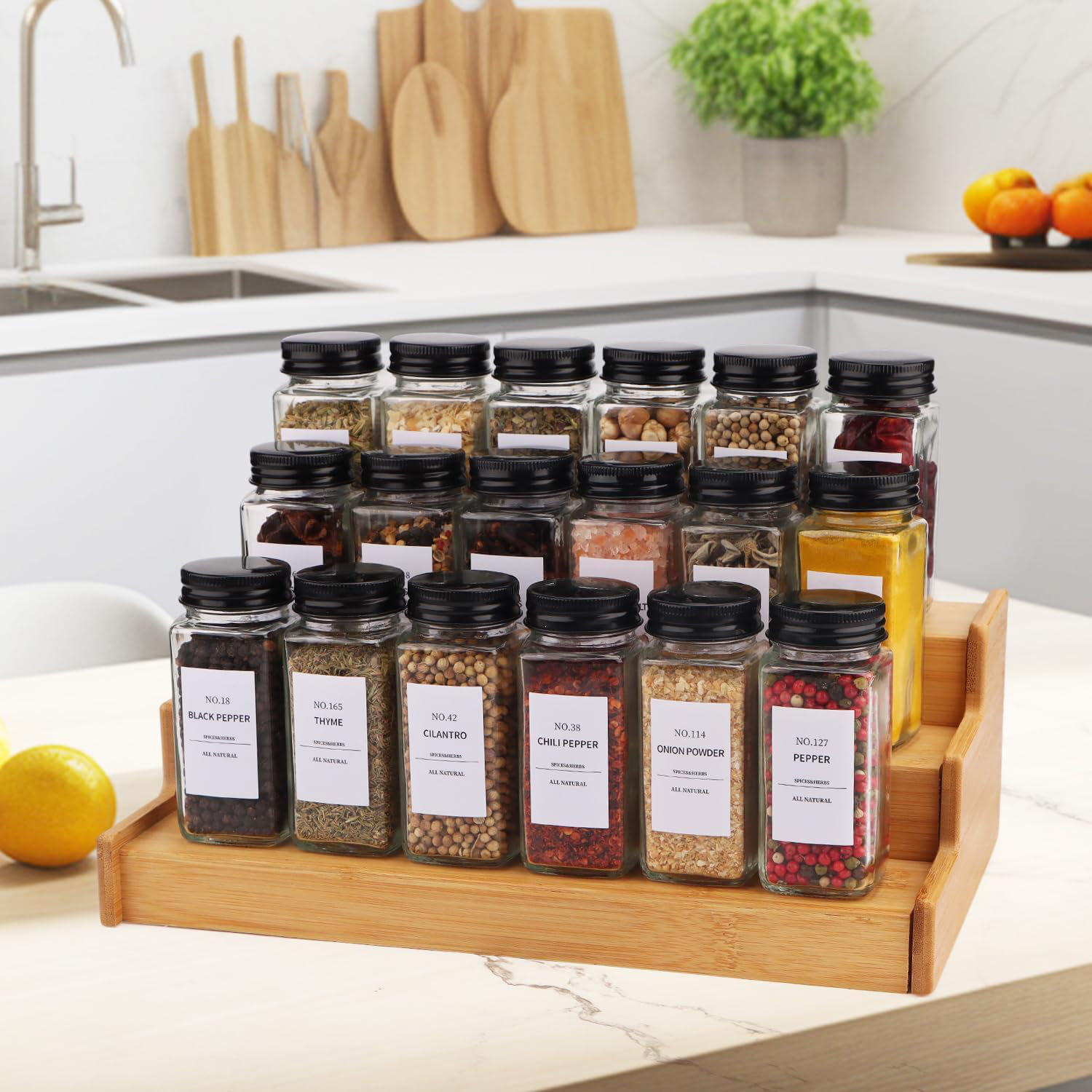 Latitude Run® 36 Pcs Glass Spice Jars With Black Metal Lids, 4Oz ...