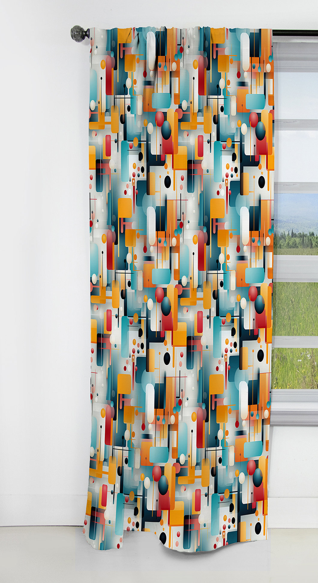 Design Art Urban Geometric II - Abstract Curtain - Blackout Geometric ...