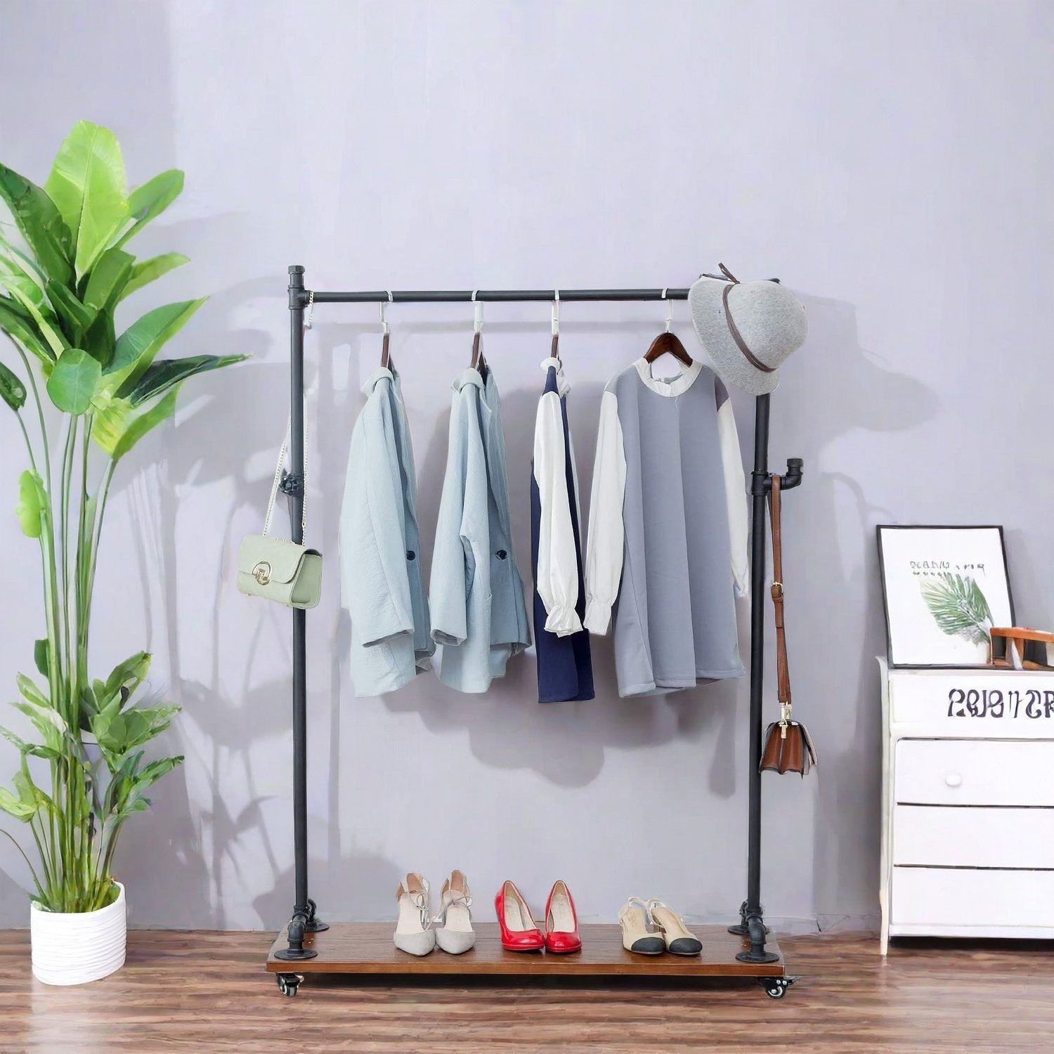 Williston Forge Clothes Rack With Wheels, Clothing Rack For Hanging ...