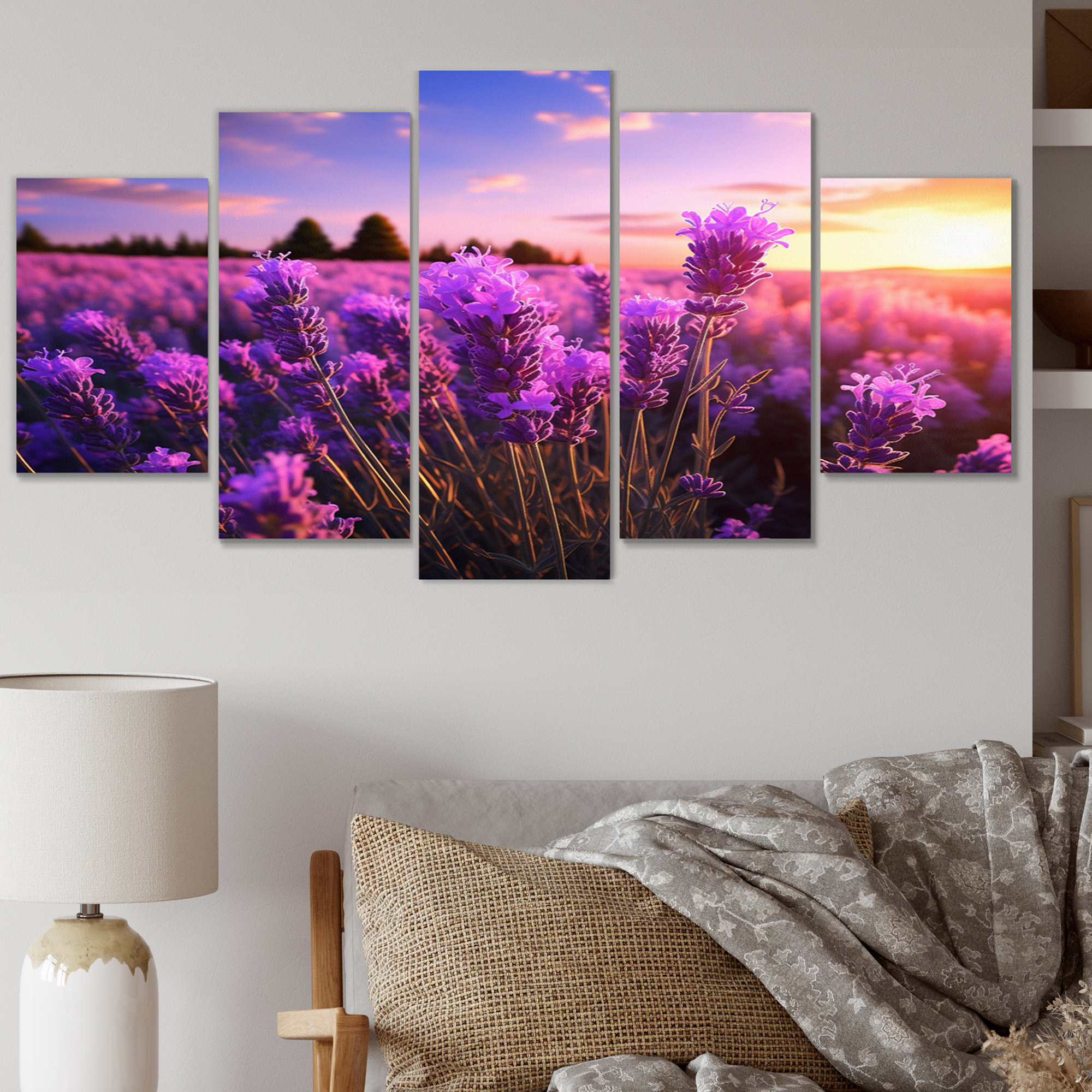 Latitude Run® Flowers Serene Lavender I - Floral Metal Wall Decor Set ...