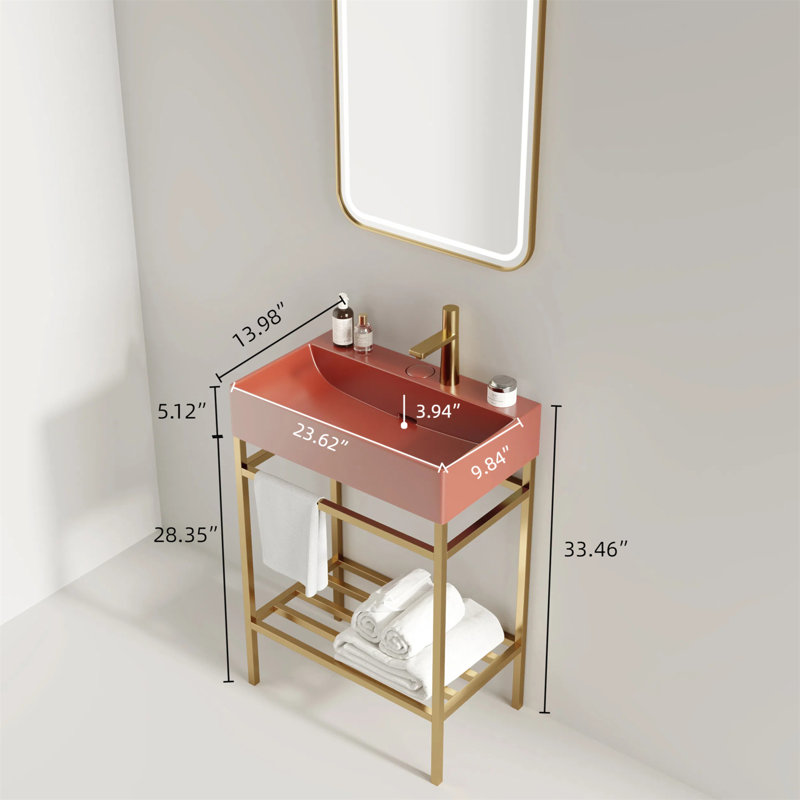Tryimagine 24" Bathroom Vanity With Ceramic Basin, Freestanding ...