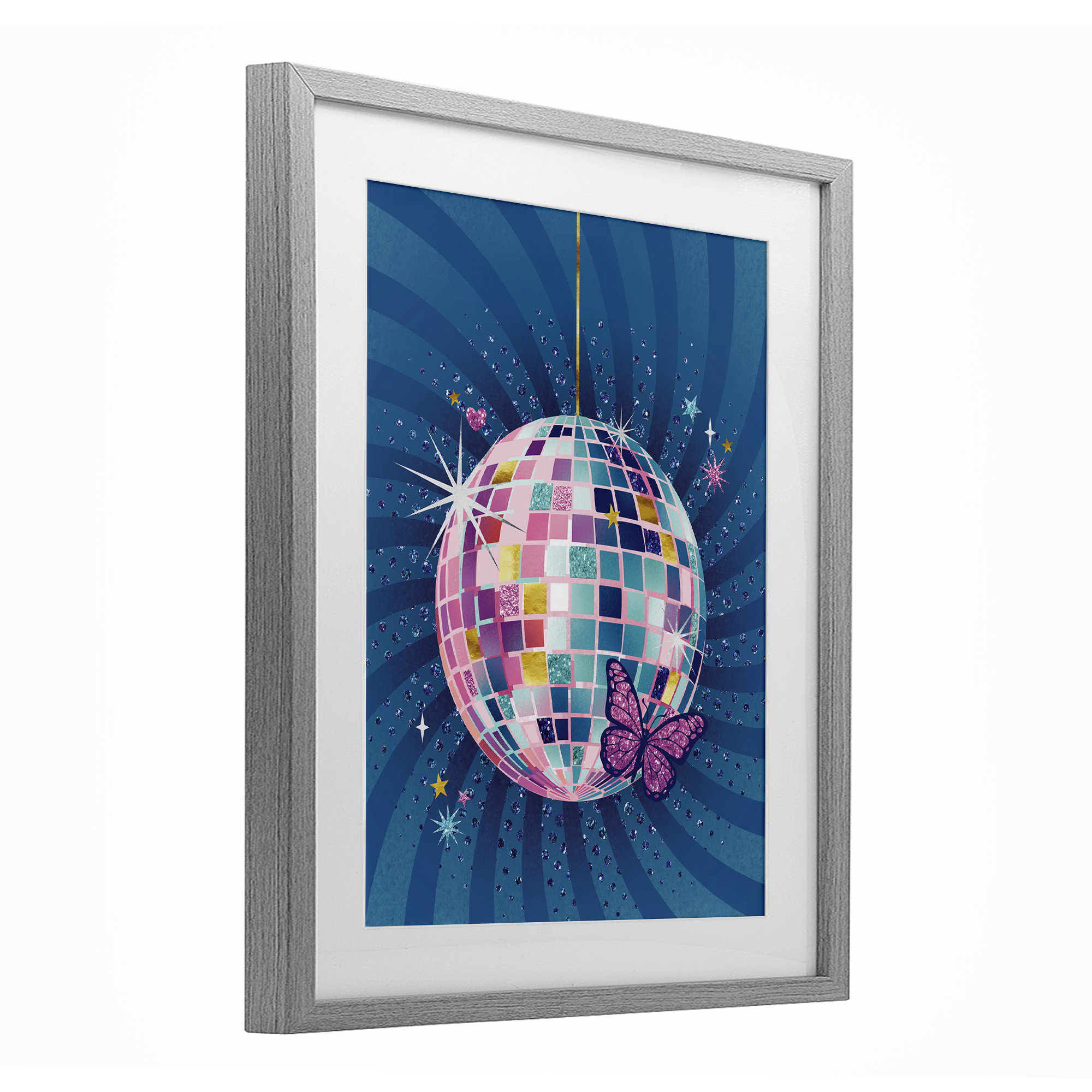 Mercer41 Disco Ball with Butterfly Framed Print Under Glass, design by ...