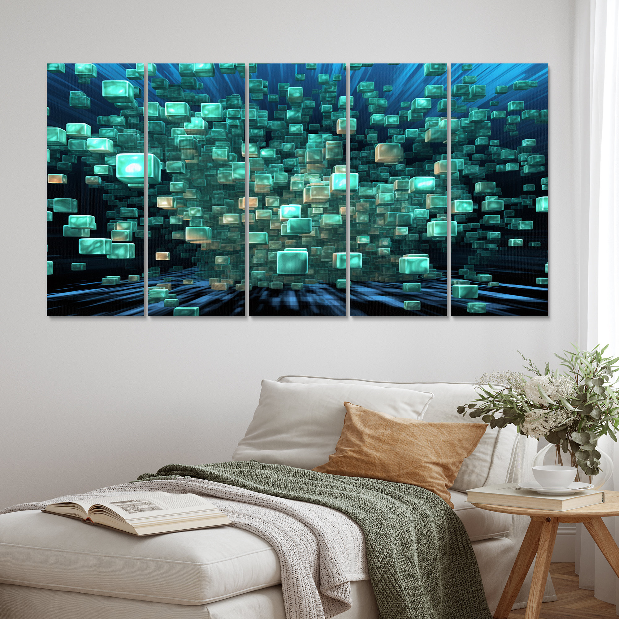 Wrought Studio™ Matrix Galaxy Abstract Turquoise - Abstract Canvas ...