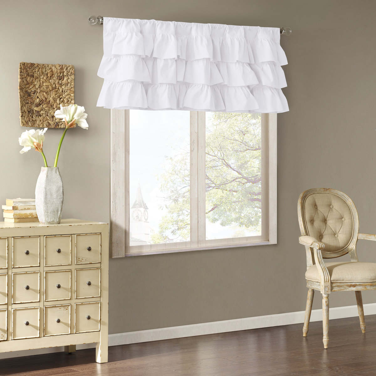Madison Park Anna Cotton Oversized Ruffle 50" Window Valance & Reviews ...