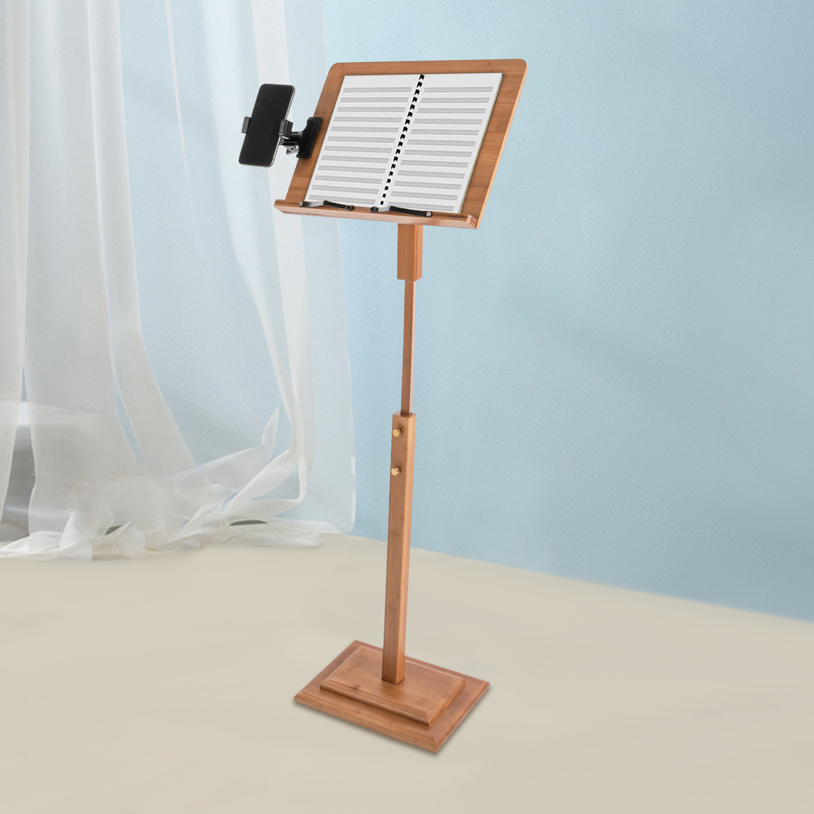 Arlmont & Co. Stefka Adjustable Melody Music Stand with Phone Holder ...