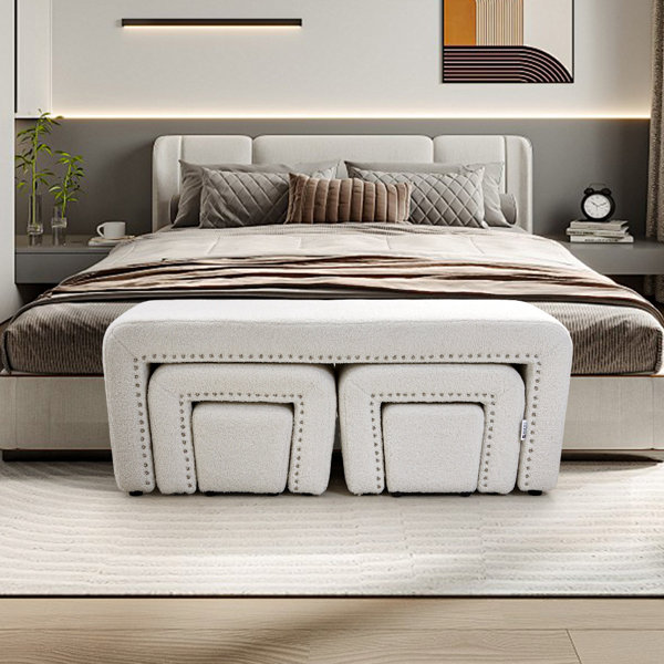 Ivy Bronx Upholstered Teddy Ottoman Bench Set | Wayfair.co.uk