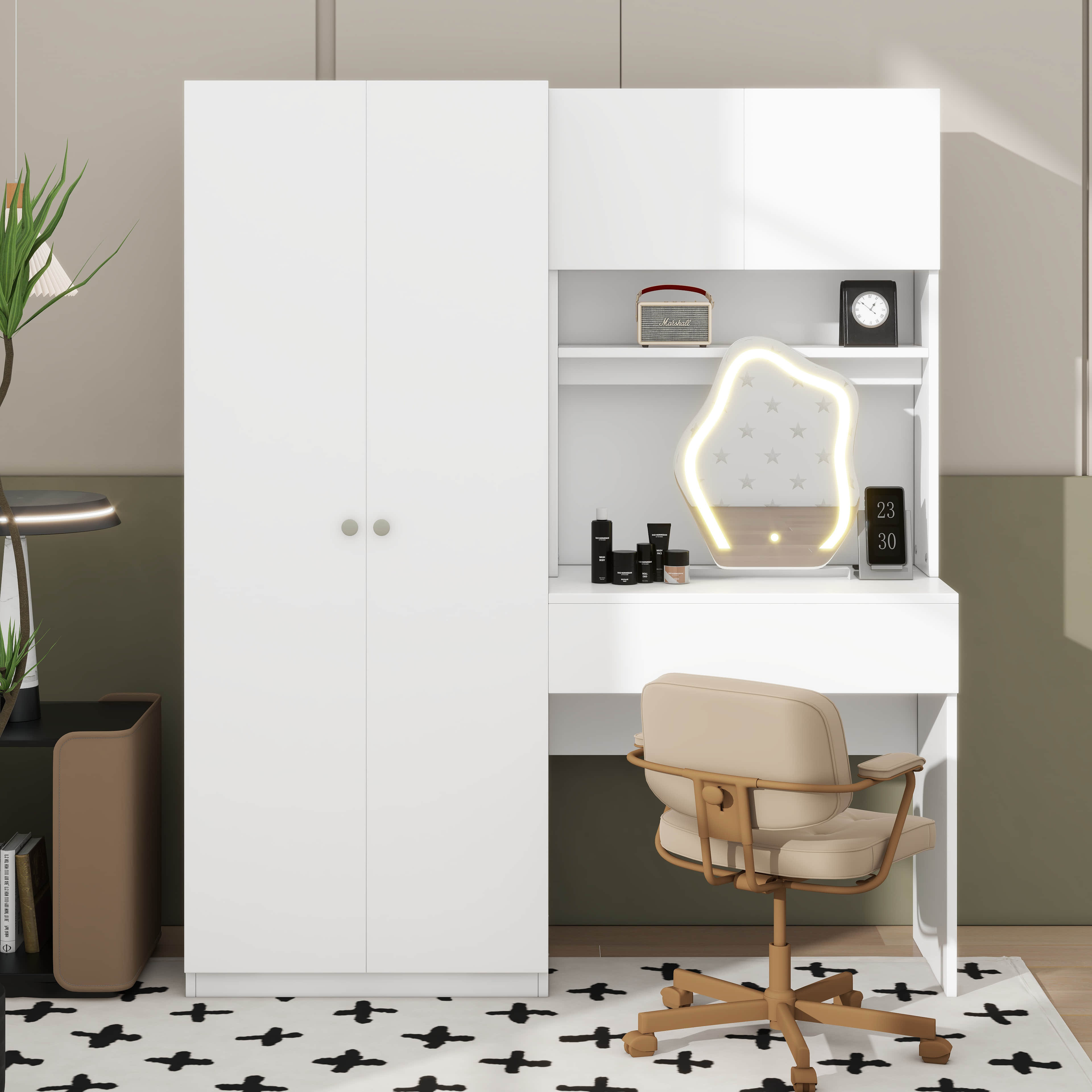 Wrought Studio™ 2-In-1 Wardrobe With Vanity Desk | Wayfair