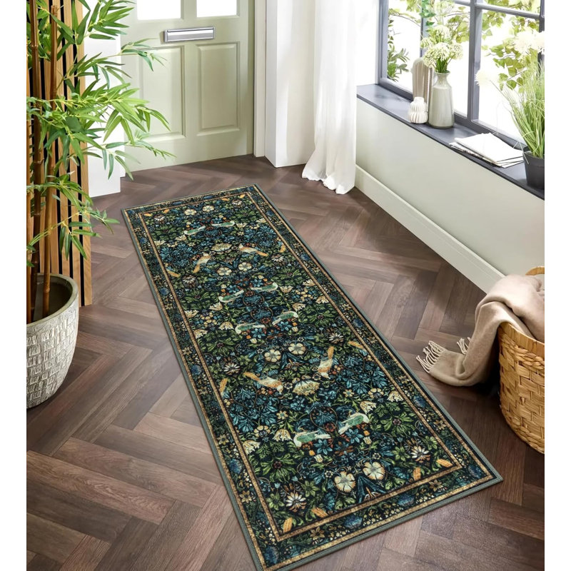 Bungalow Rose Vintage Floral Runner Rug, 2X6 Washable Rug Runners For ...