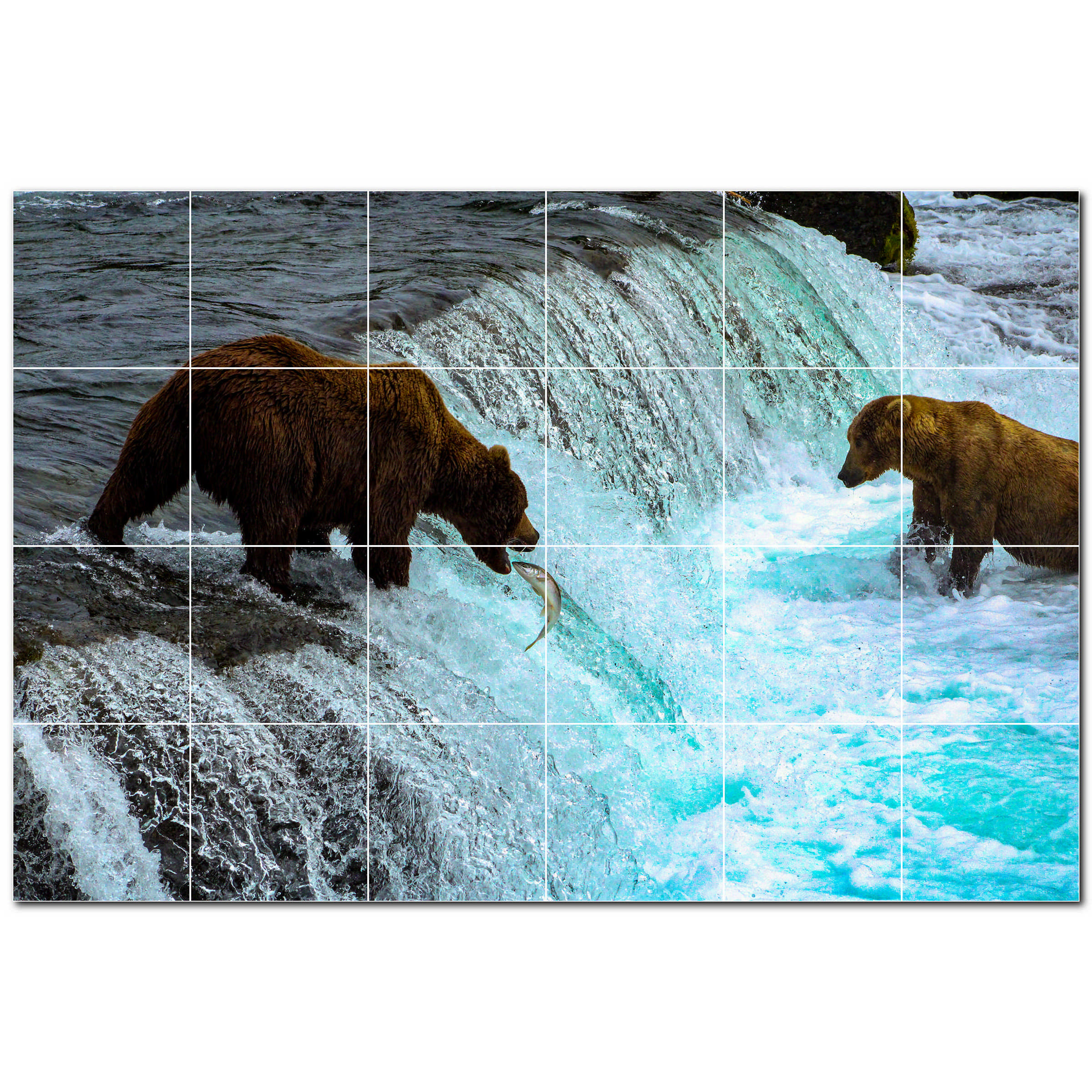 Picture-Tiles.com 72" x 48" Ceramic Bear Photo Decorative Mural Tile ...