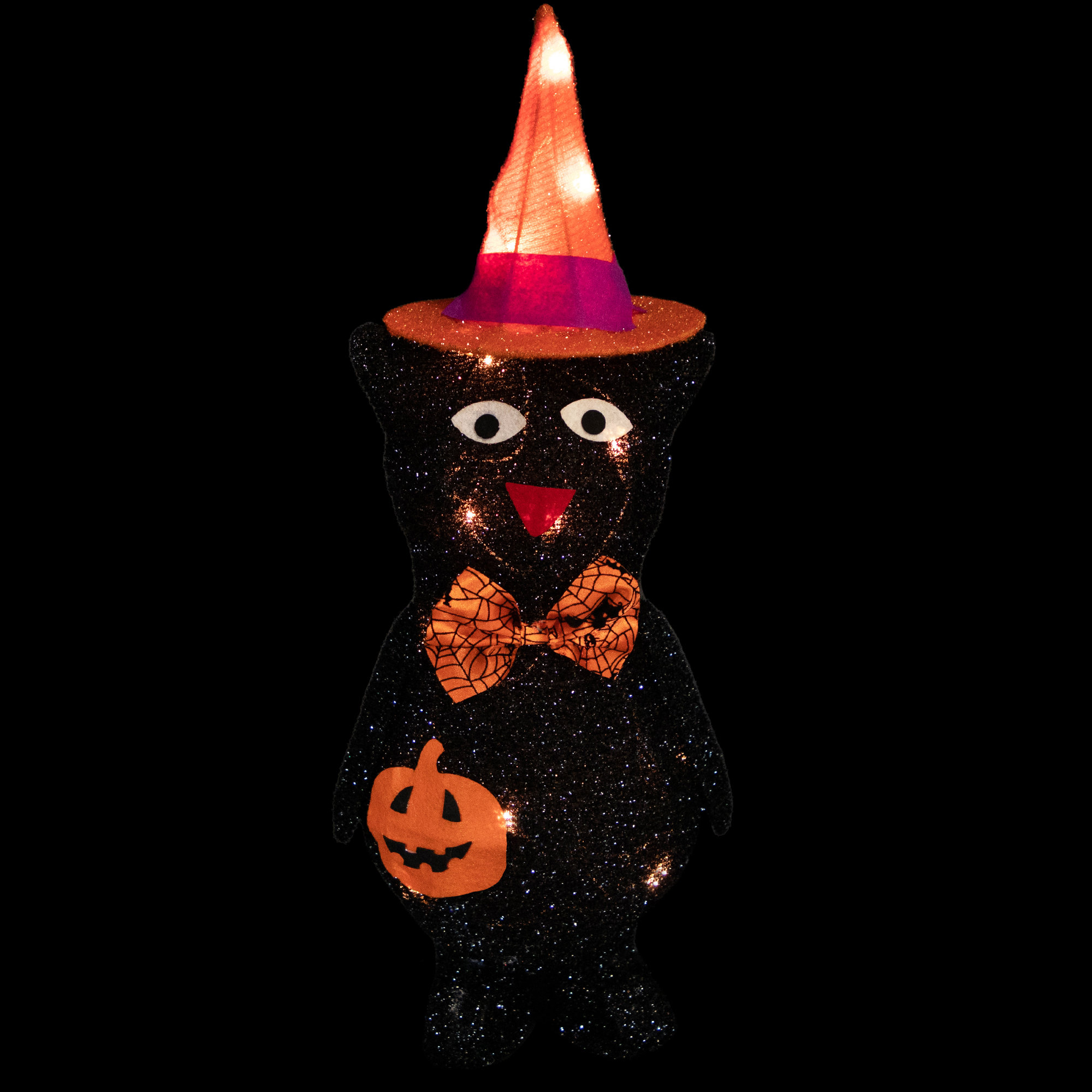 Northlight Seasonal 24" Lighted Black Cat In Witch's Hat Halloween Yard ...