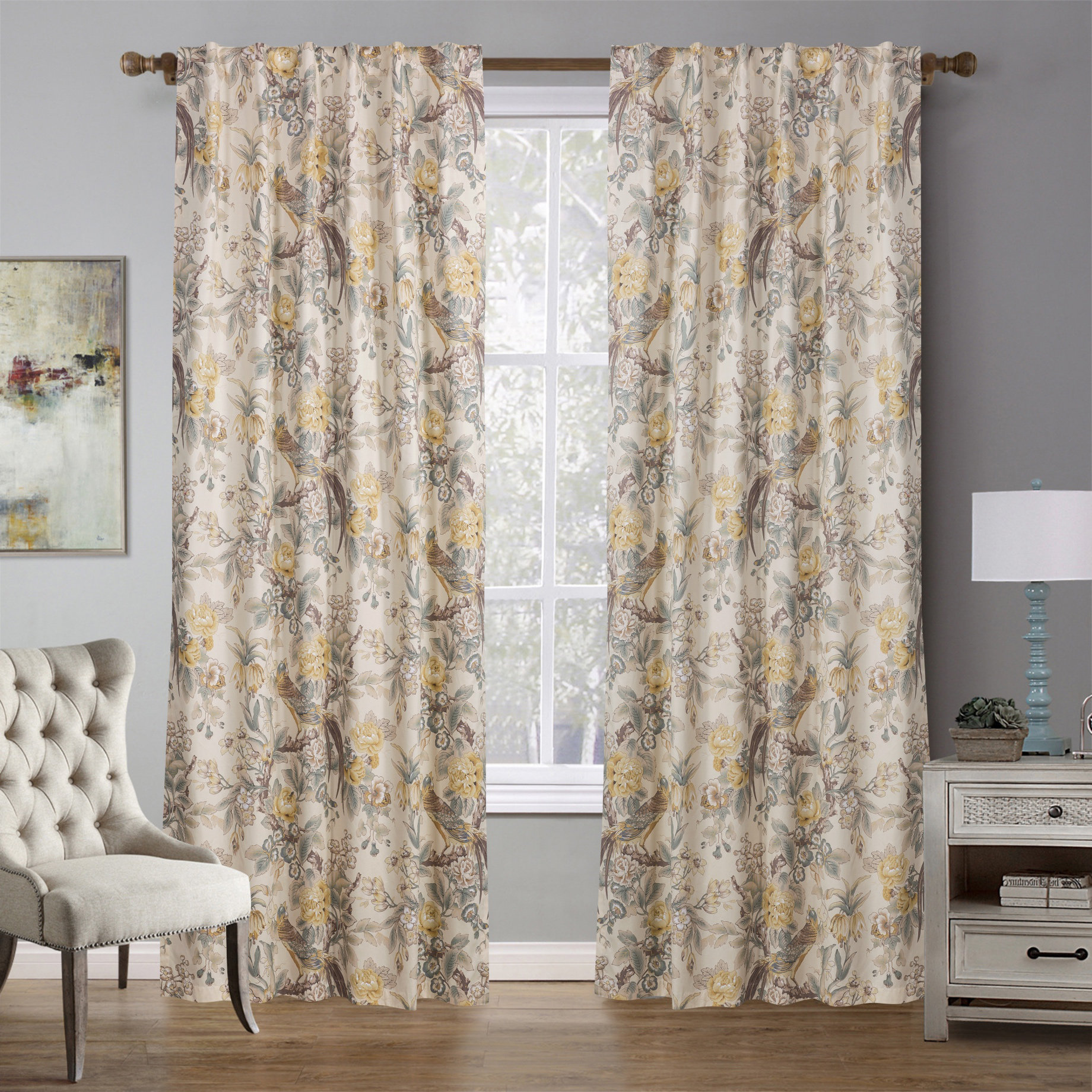 Sweety Pie Inc Chinoiserie Chic Peacock Pair Of Window Curtains | Wayfair