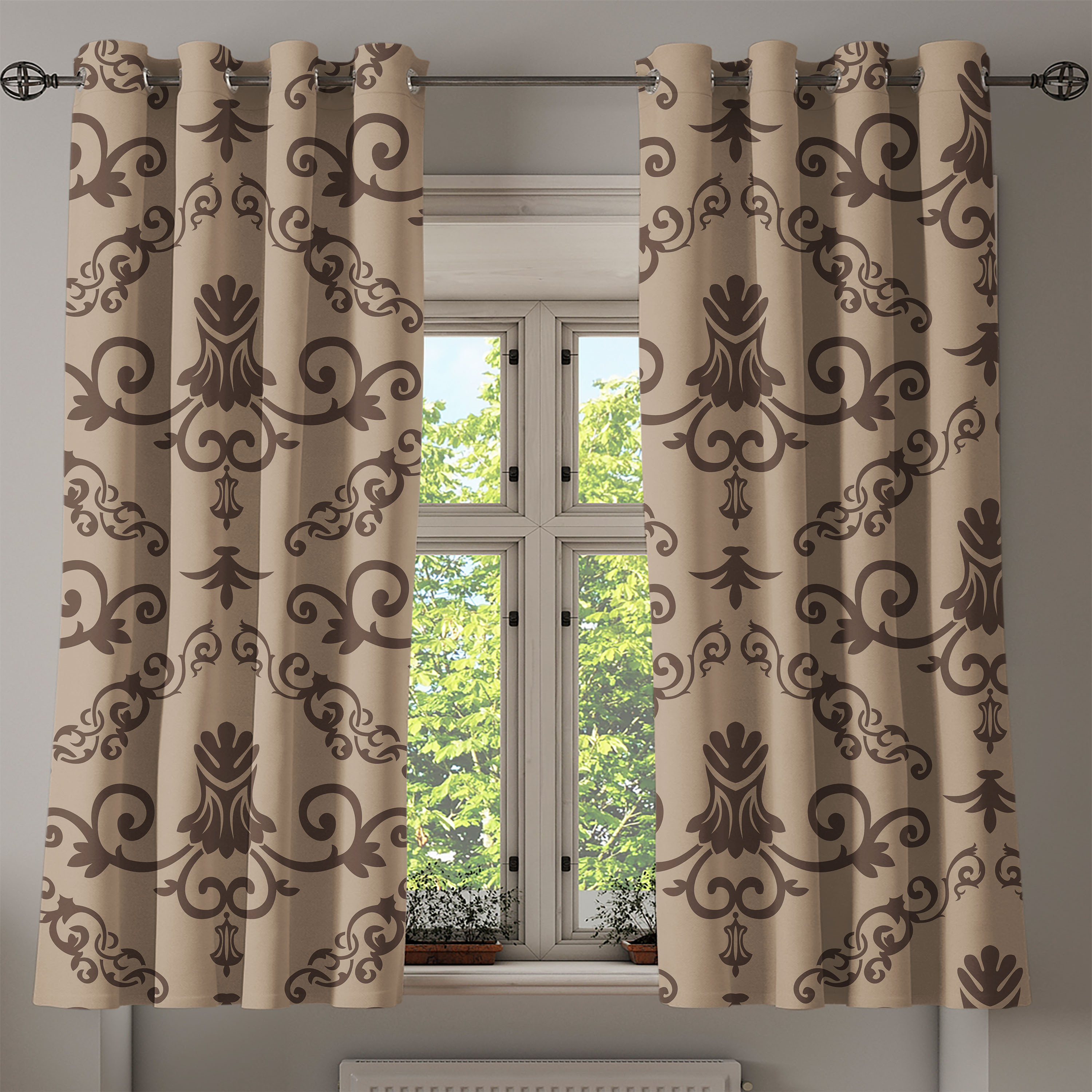 Astoria Grand Flowery Grommet Curtain Vintage Damask Ethno Print 50" x ...