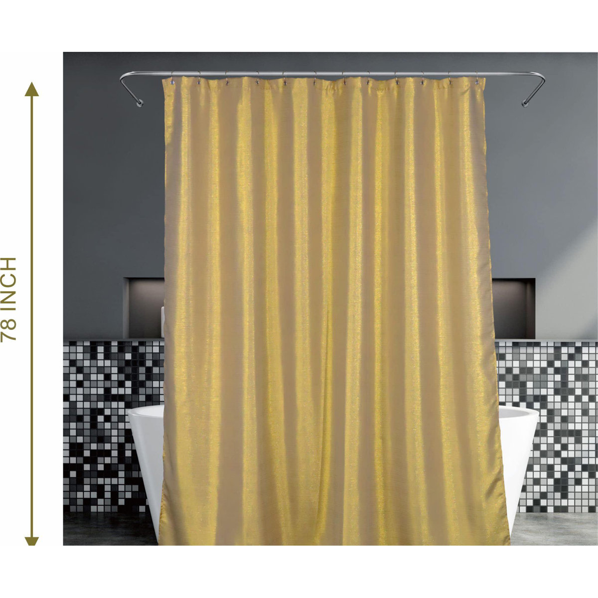 Mercer41 Charleigh Brass Gold Shower Curtains For Bathroom 78 Inch ...