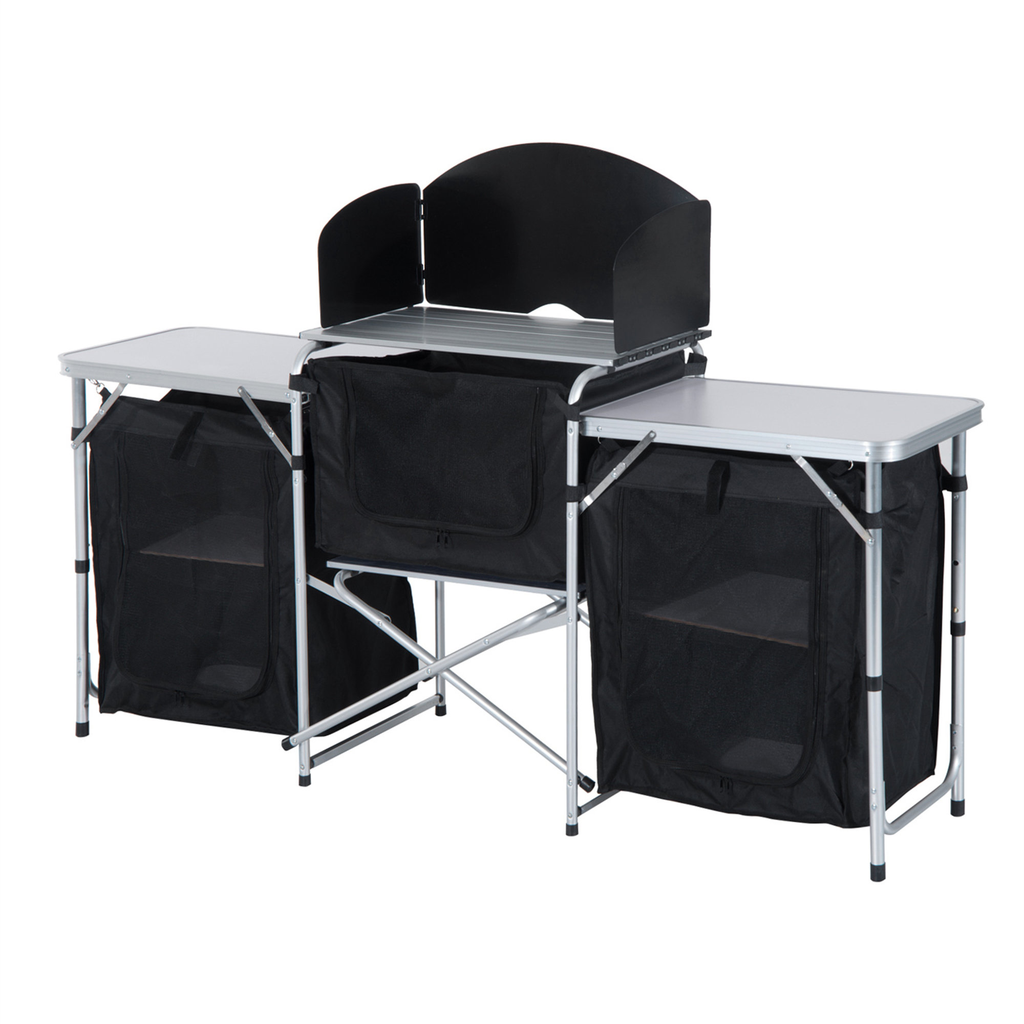 Latitude Run® Outsunny Aluminum Portable Camping Kitchen Fold-Up ...