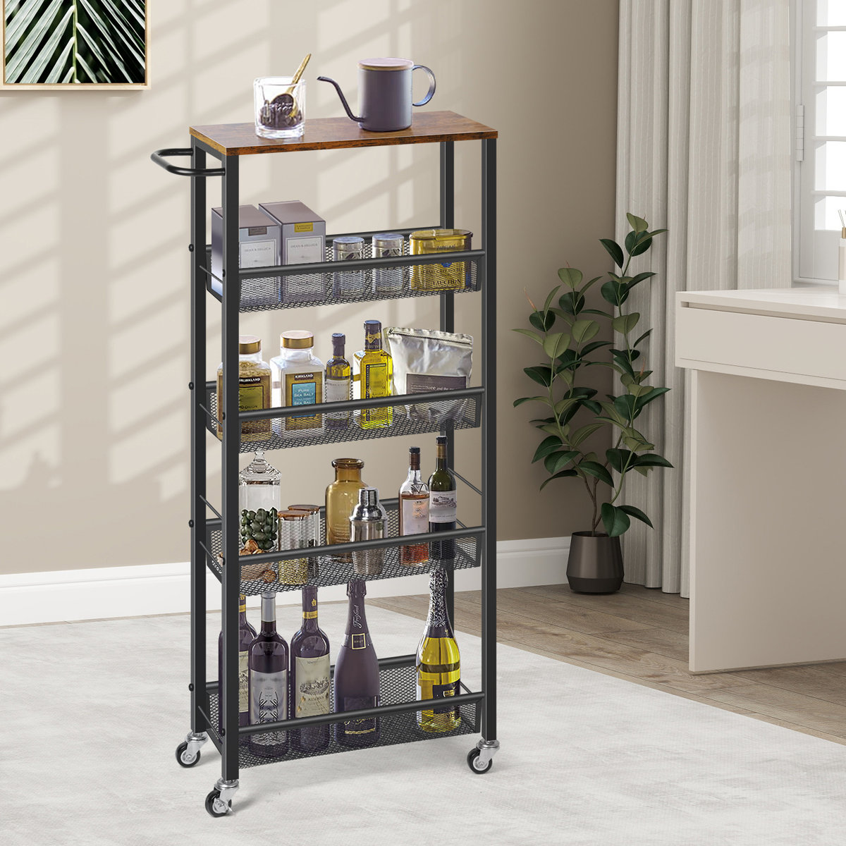 CELLPAK 5-Tier Narrow Gap Cart - Brown - Wayfair Canada