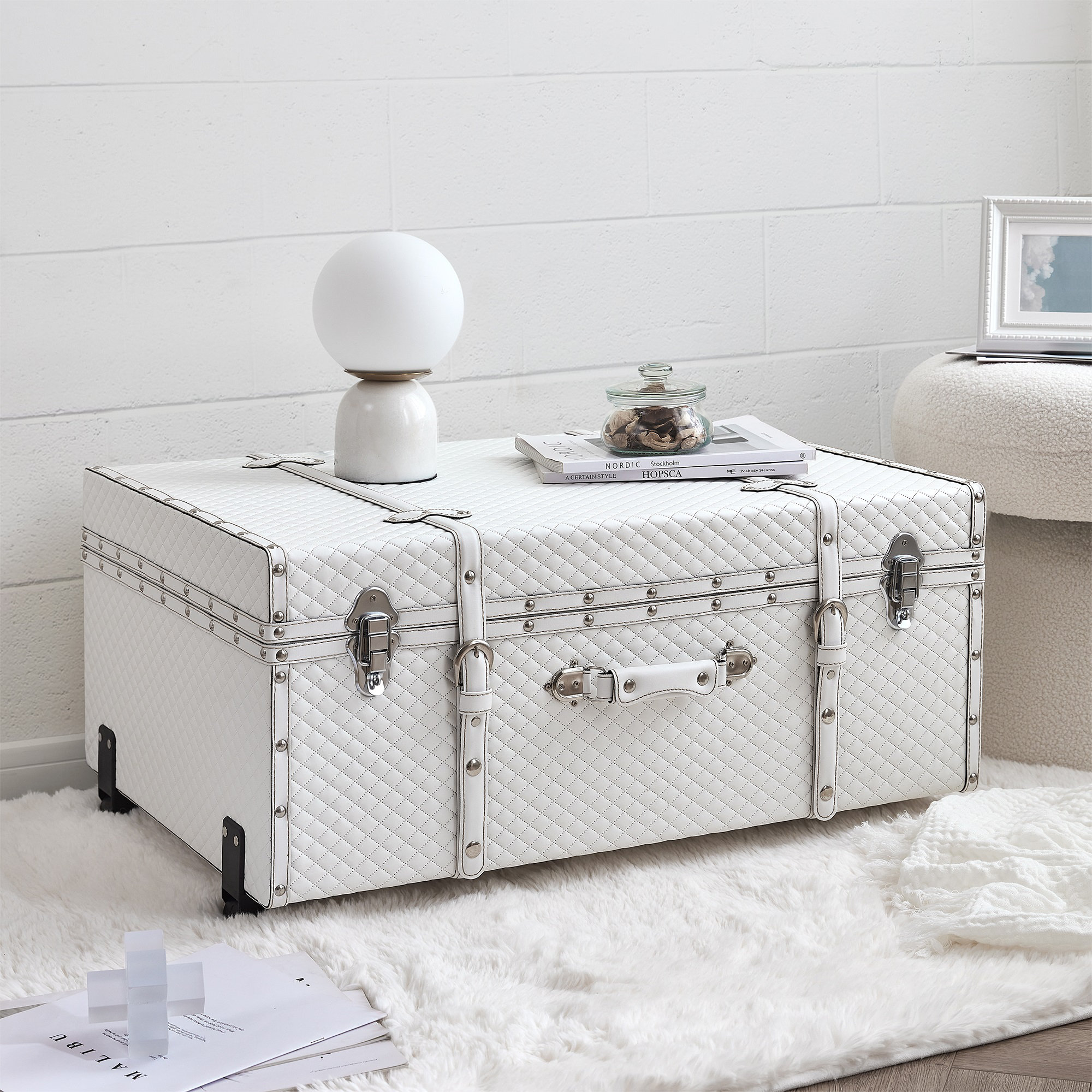 DormCo Texture Brand Trunk - Almond Taupe Diamond & Reviews | Wayfair
