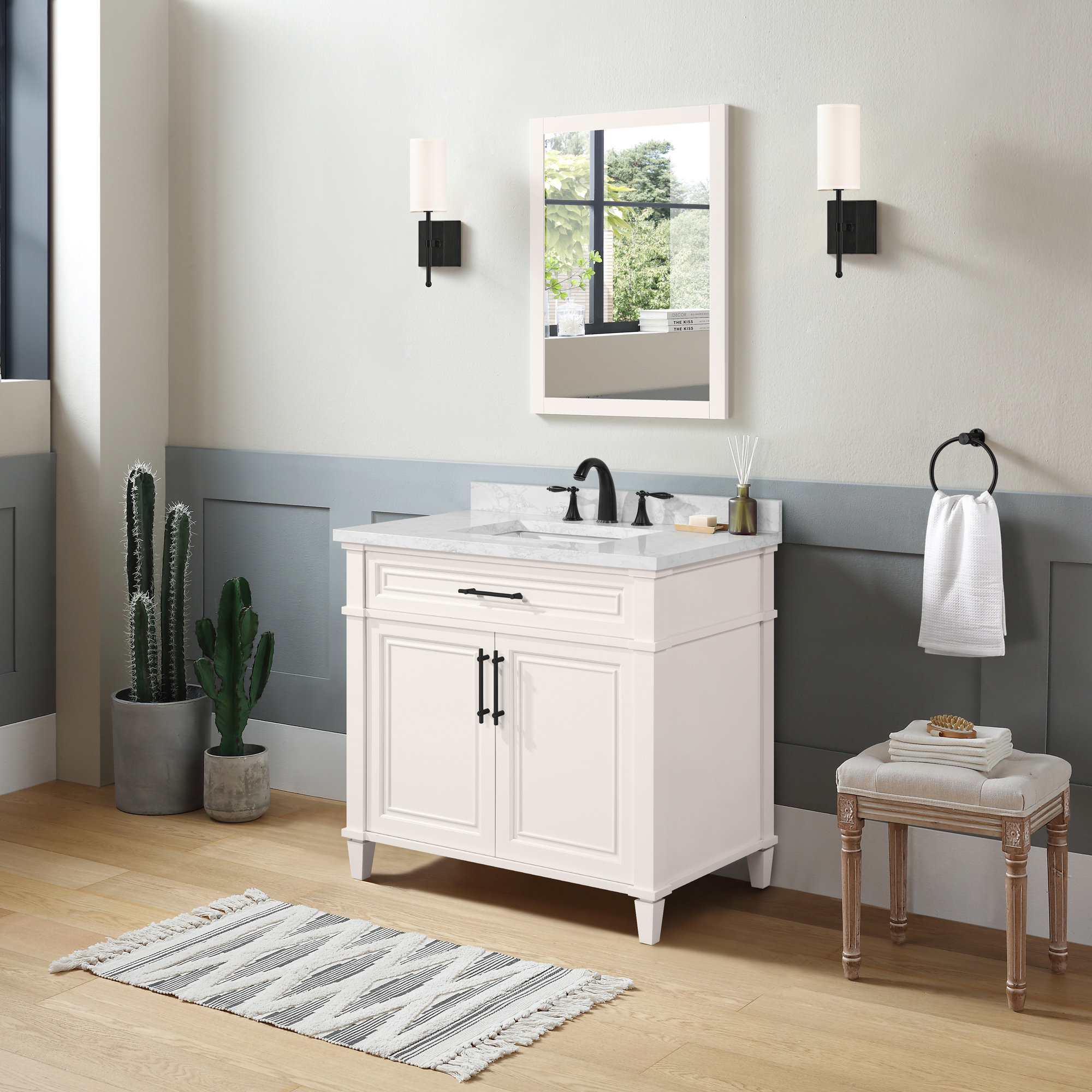 Ove Decors Highbrook 36 In. Single Sink Bathroom Vanity In Picket Fence ...