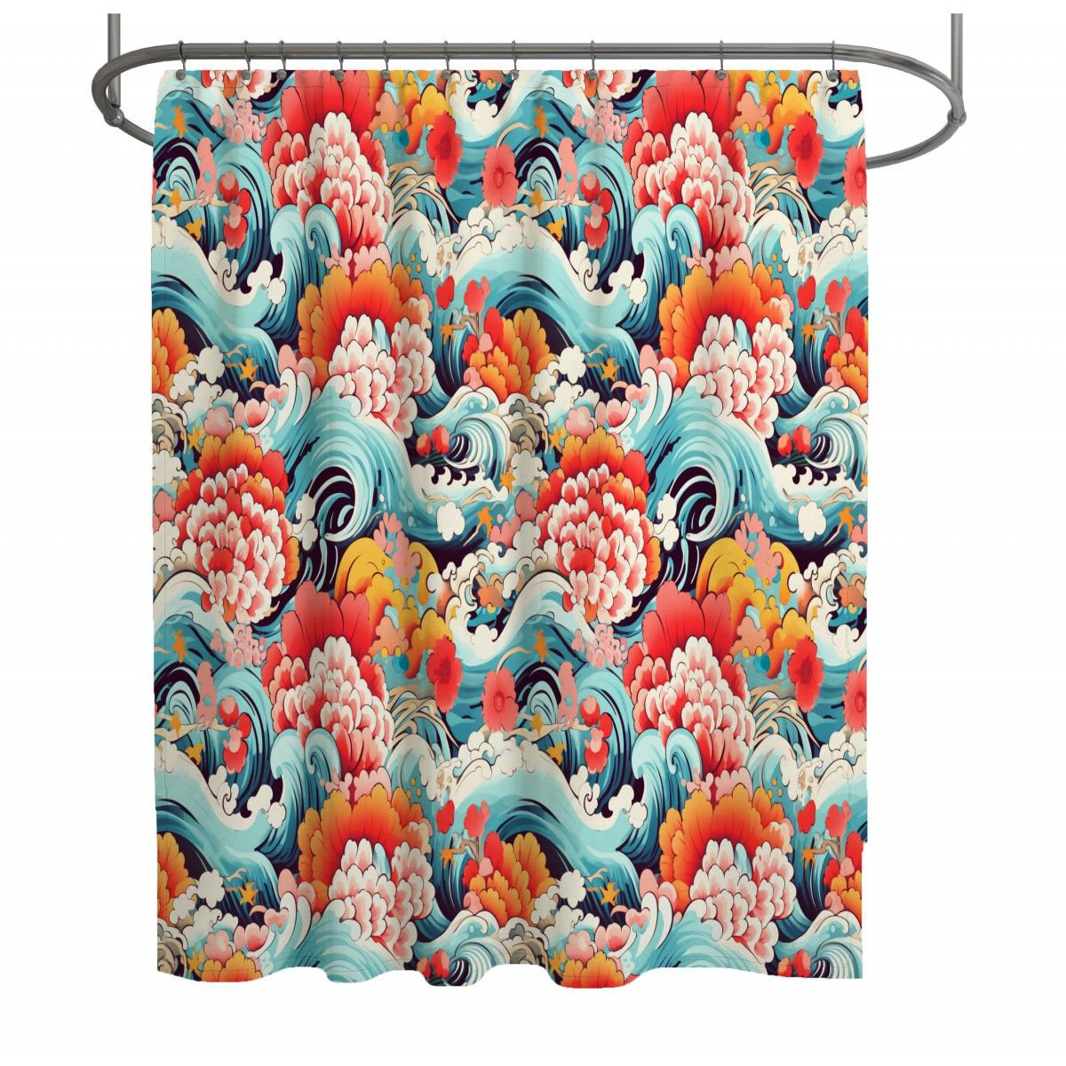 East Urban Home Oriental Shower Curtain - wave Bathroom Decor | Wayfair
