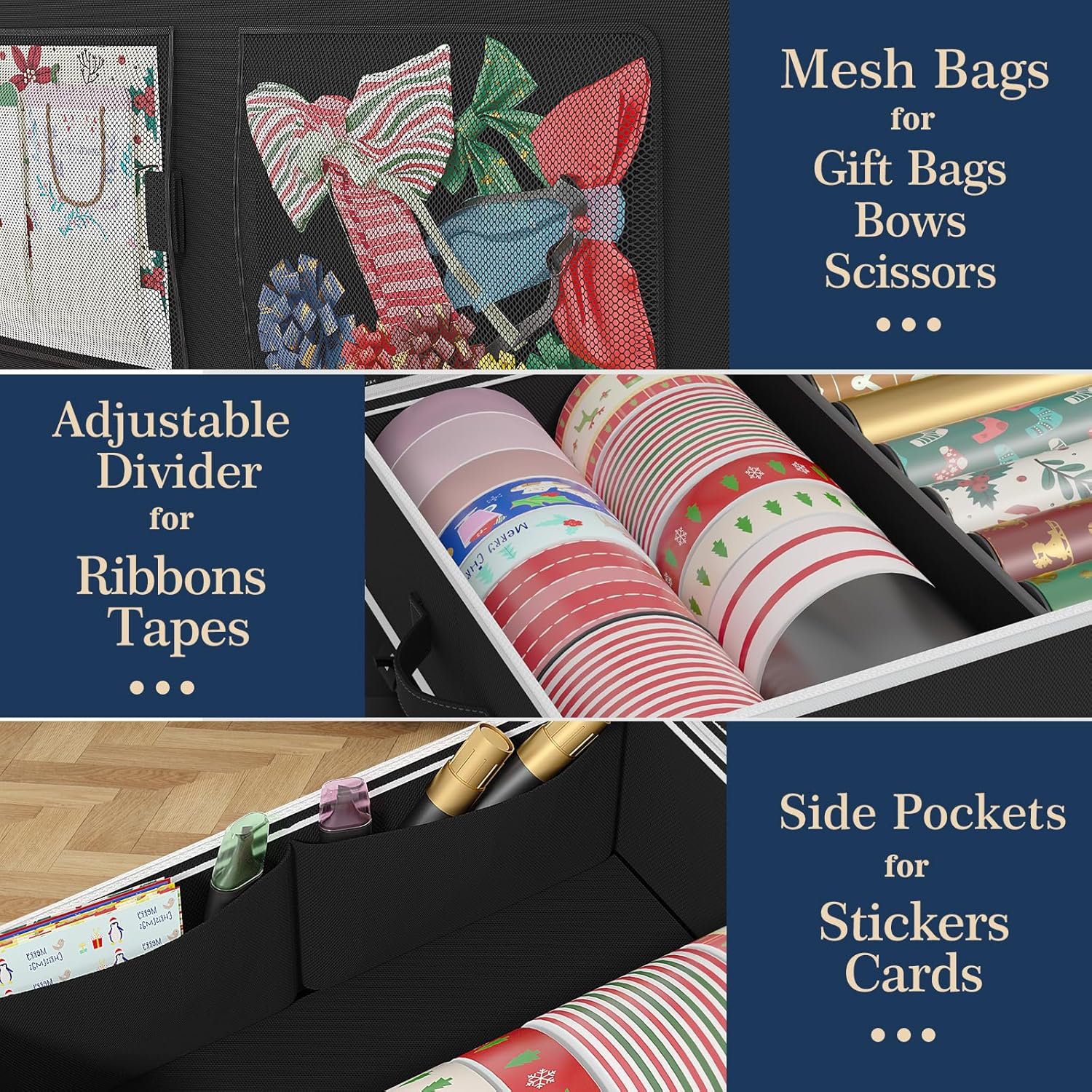 The Holiday Aisle® Wrapping Paper Storage With Wheels: Fits Under-Bed ...