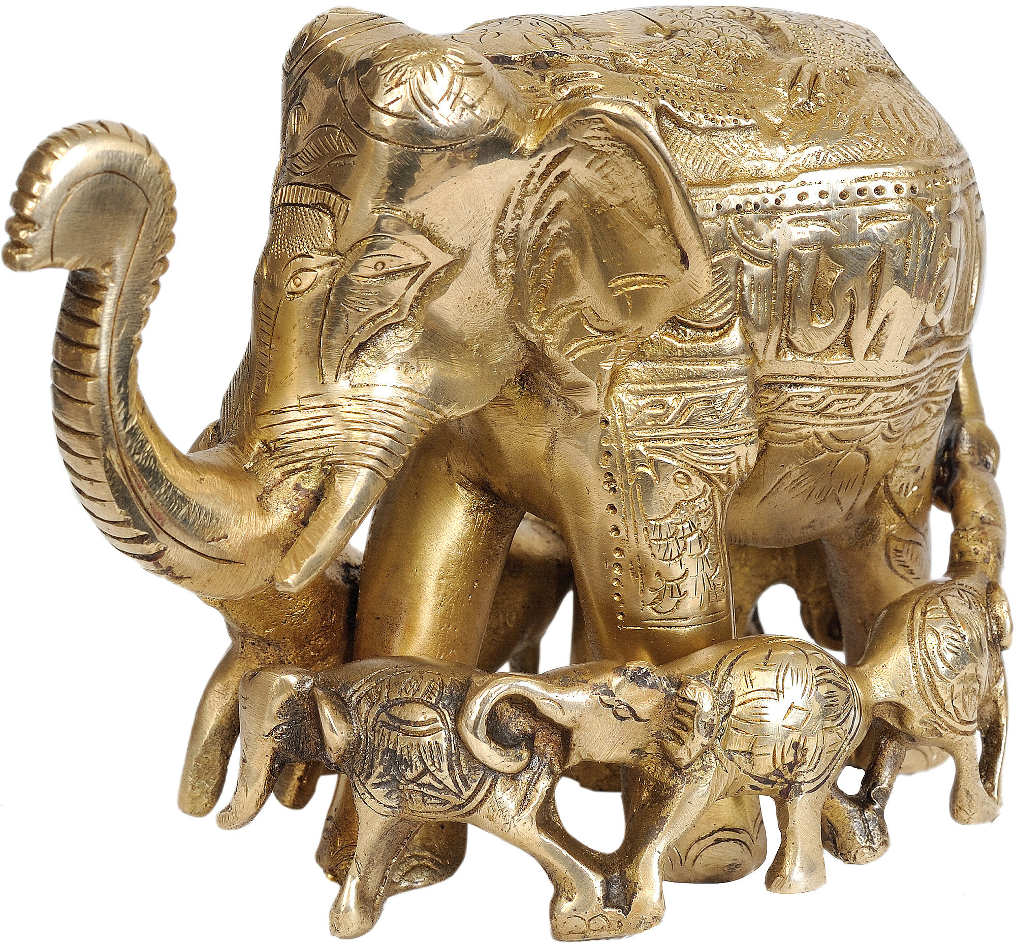 Bungalow Rose Une famille d'éléphants (le corps est gravé avec un ...