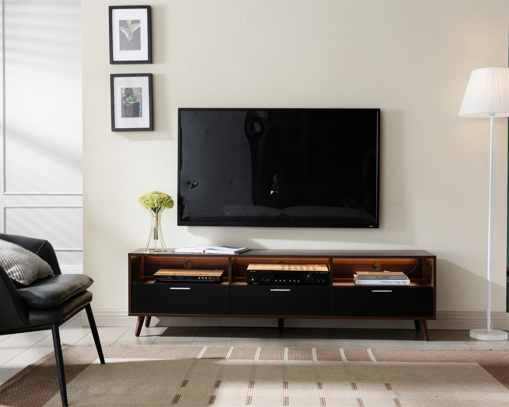 Wrought Studio LED TV Stand LED Entertainment Centre With Storage ...