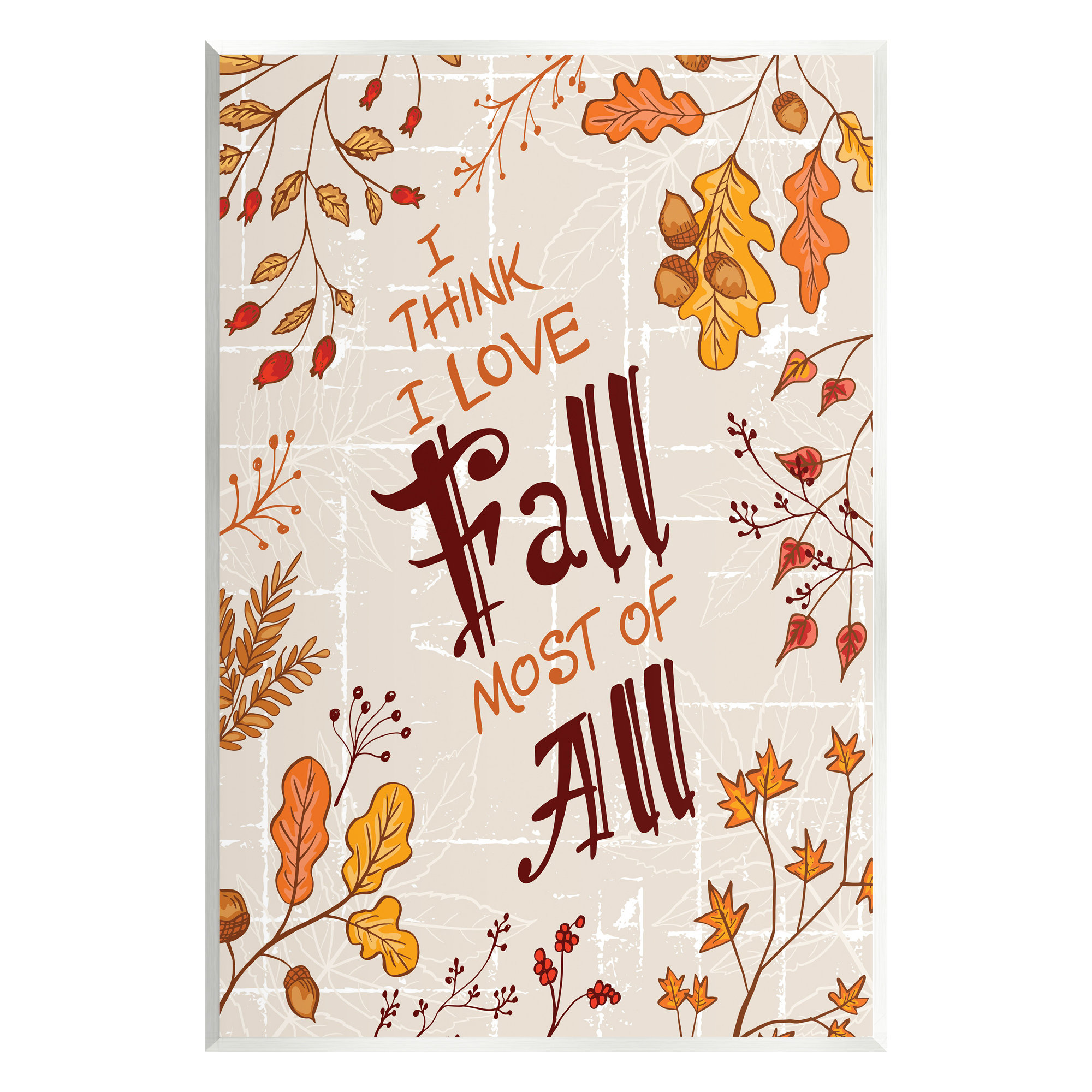 Stupell Industries Ba-819-Wood Love Fall Leaf Border On MDF by Diane ...