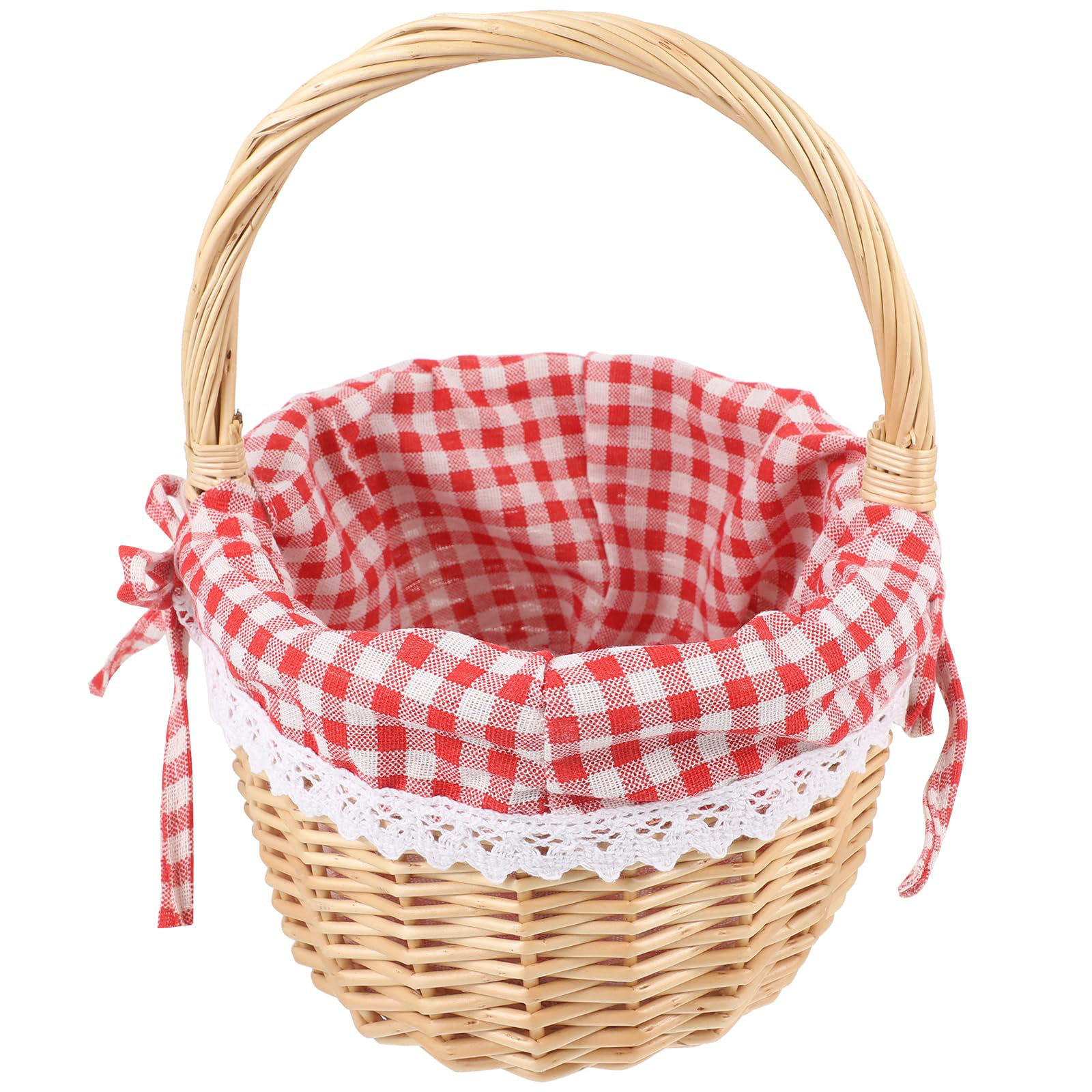 August Grove® Wicker Picnic Basket With Liner Oval Woven Basket With ...