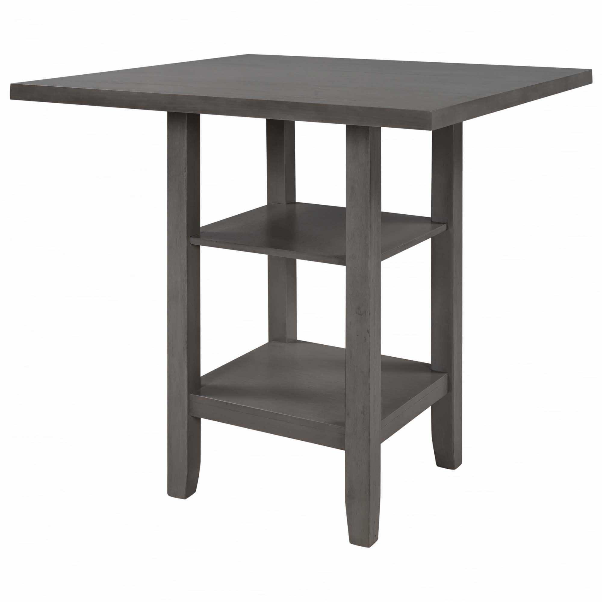 Winston Porter Square Wooden Counter Height Dining Table With 2-Tier ...