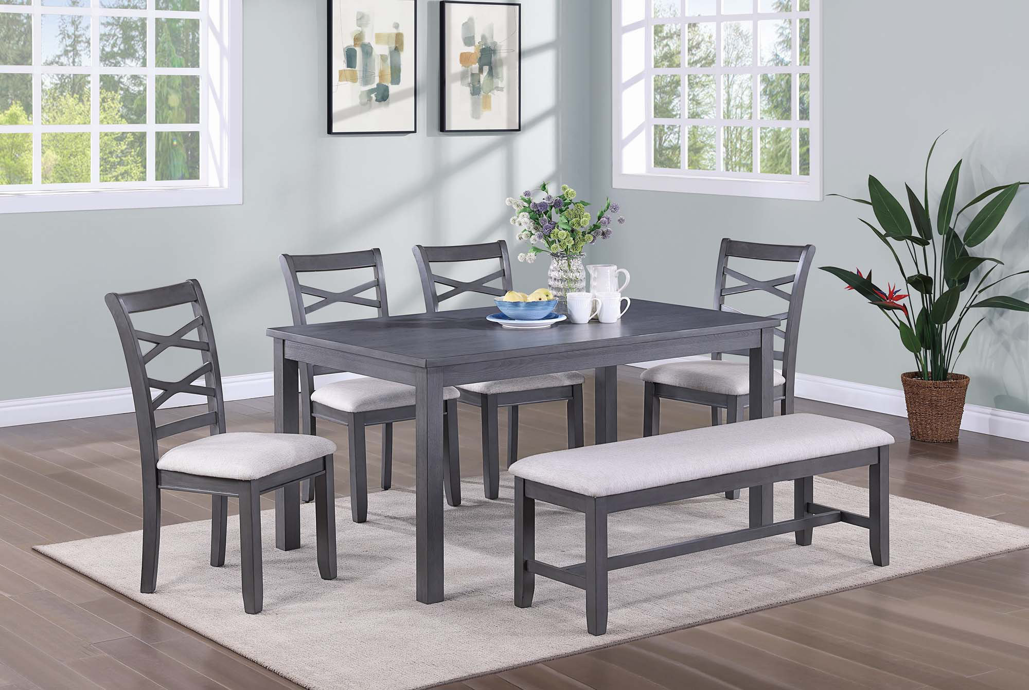 Lark Manor™ Jacia Furniture Modern 6Pcs Set Dining Table 4X Side Chairs ...