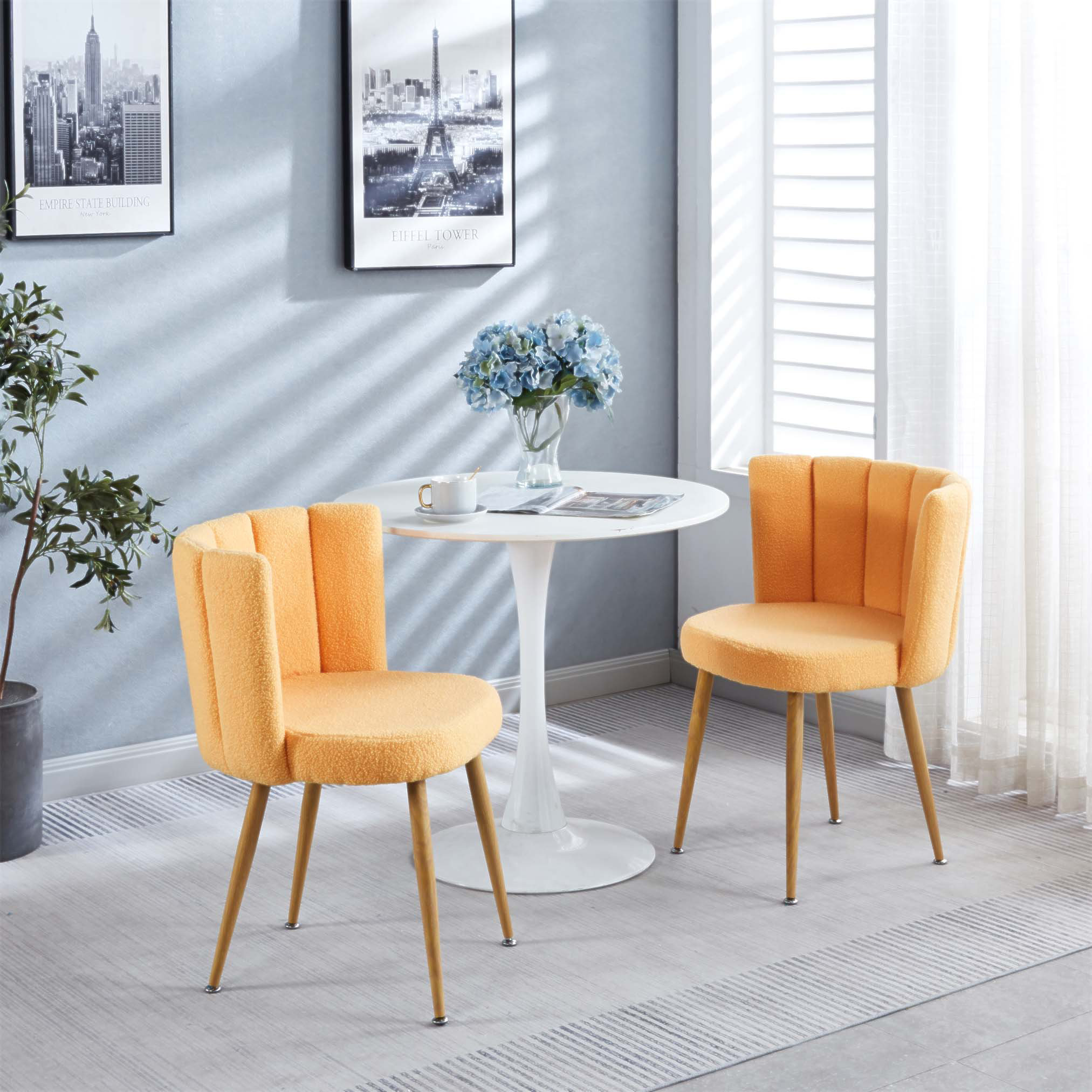 George Oliver Ergonomic Modern Dining Chair Set of 2 with Iron Tube ...