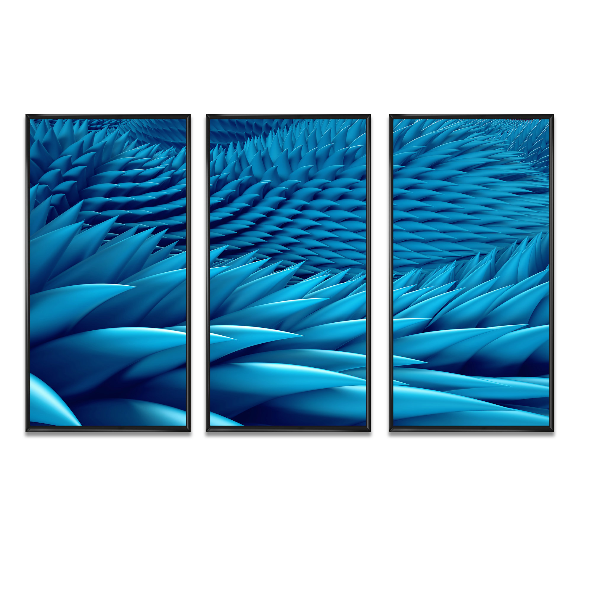 Wrought Studio™ Abstract Blue Wavy Background - Abstract Framed Canvas ...