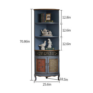 GINATOL Vintage Painted Wooden Triangular Bookcase. Corner Storage ...