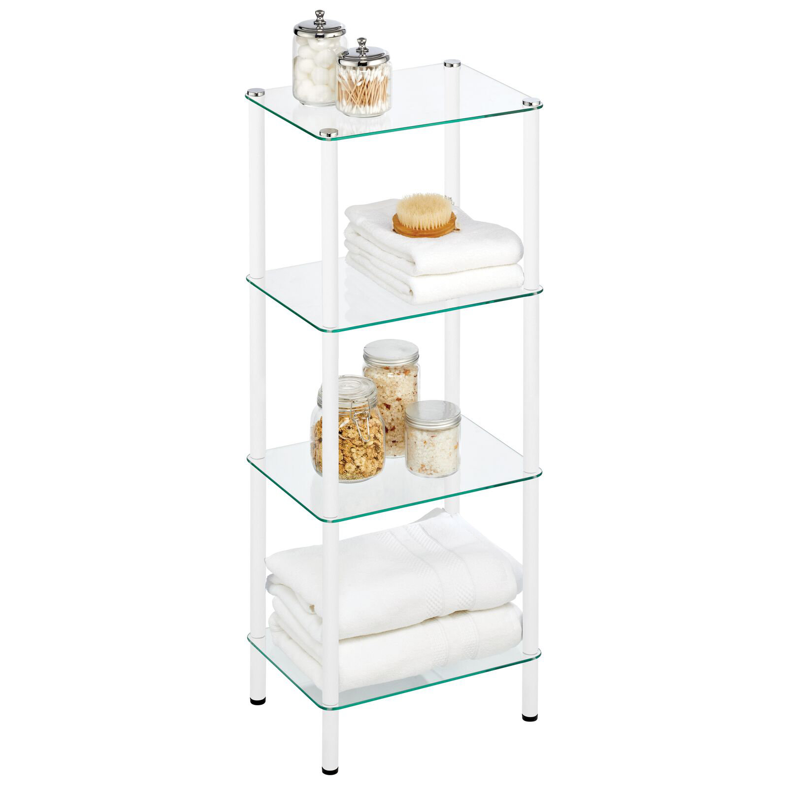 mDesign 4-Tier Glass/Metal Standing Shelf Organizer Display Unit | Wayfair