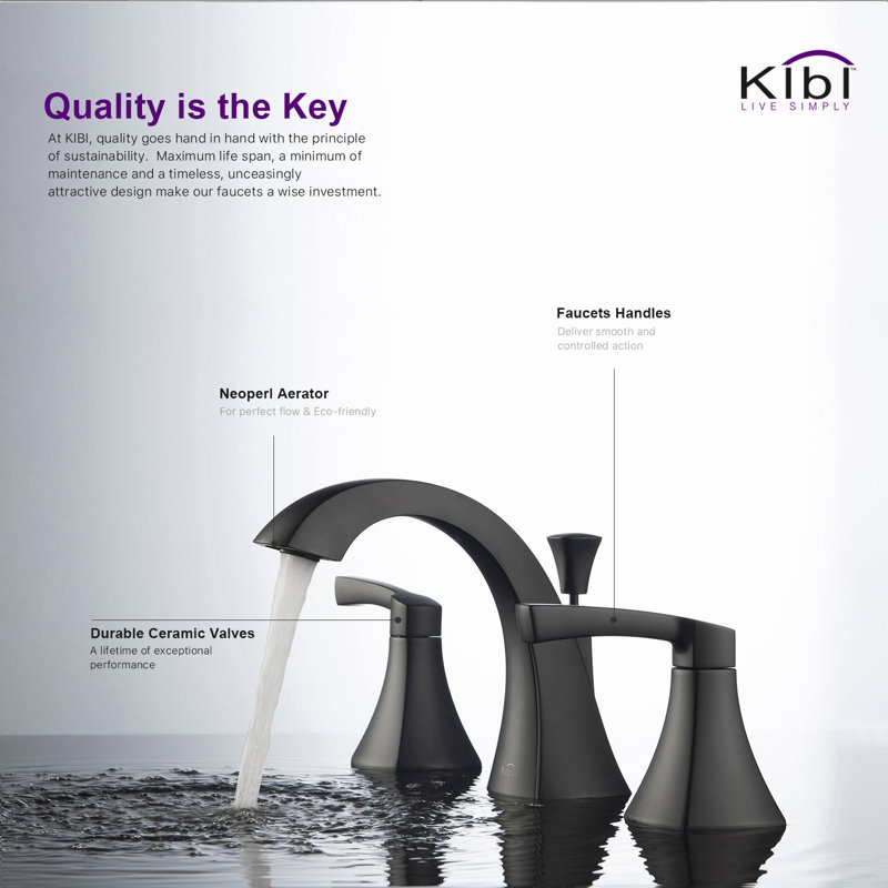 KIBI USA Pyramid Widespread 2-handle Bathroom Faucet with Drain ...