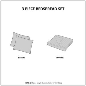 DAMALU 3 Piece Split Corner Pleated Quilted Bedspread | Wayfair