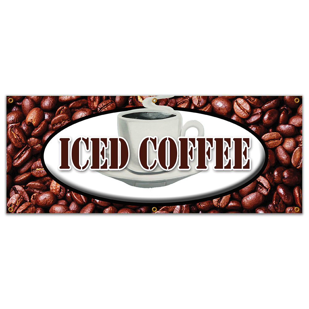SignMission ICED COFFEE BANNER SIGN Fresh Brewed Cold Ice Latte Mocha ...
