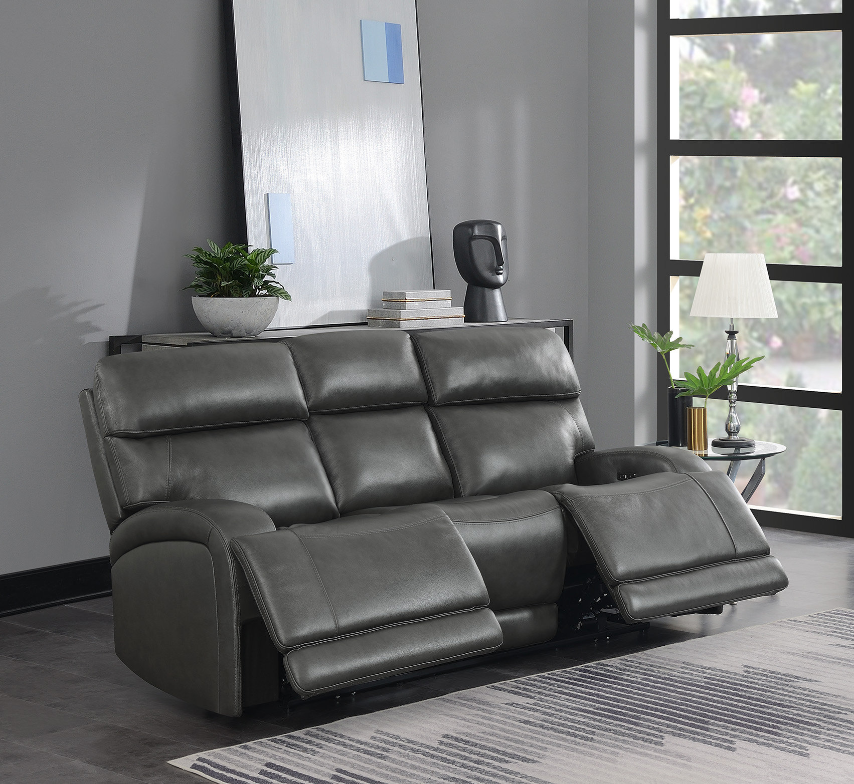 Hokku Designs Gilboy Upholstered Power Reclining Sofa Charcoal | Wayfair
