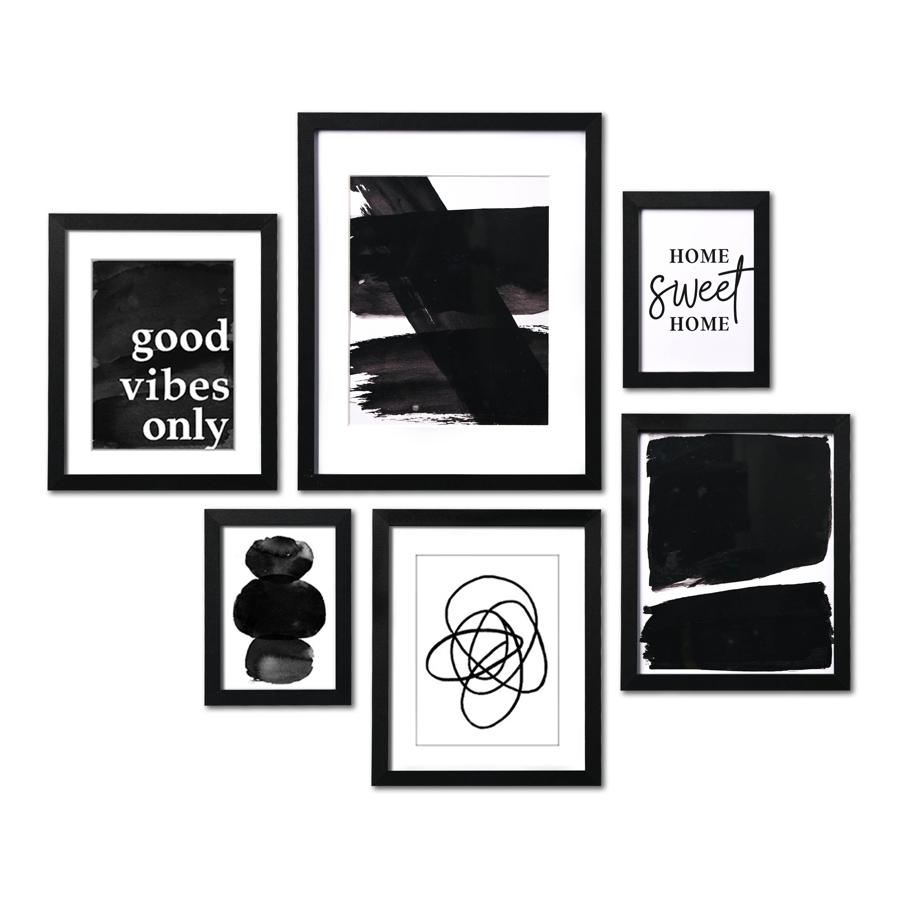 Wrought Studio™ 6 Pieces Black and White Gallery Wall Frames Picture ...