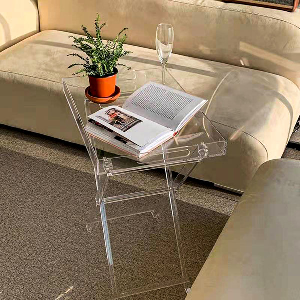 Orren Ellis Clear Furniture Acrylic Folding Tray Table, Acrylic Side ...