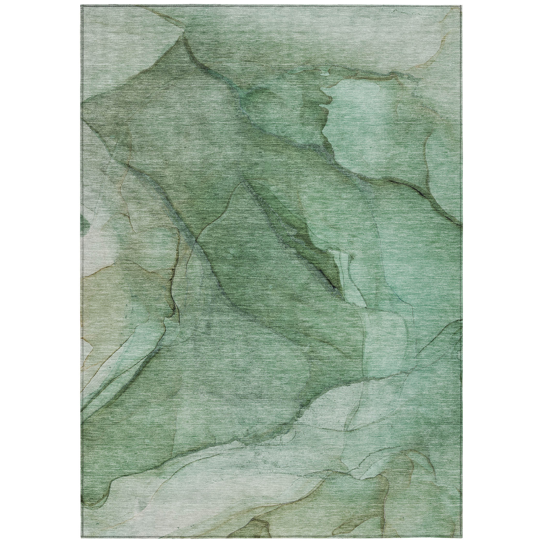 HomeRoots 5' X 8' Green And Sage Abstract Washable Indoor Outdoor Area ...
