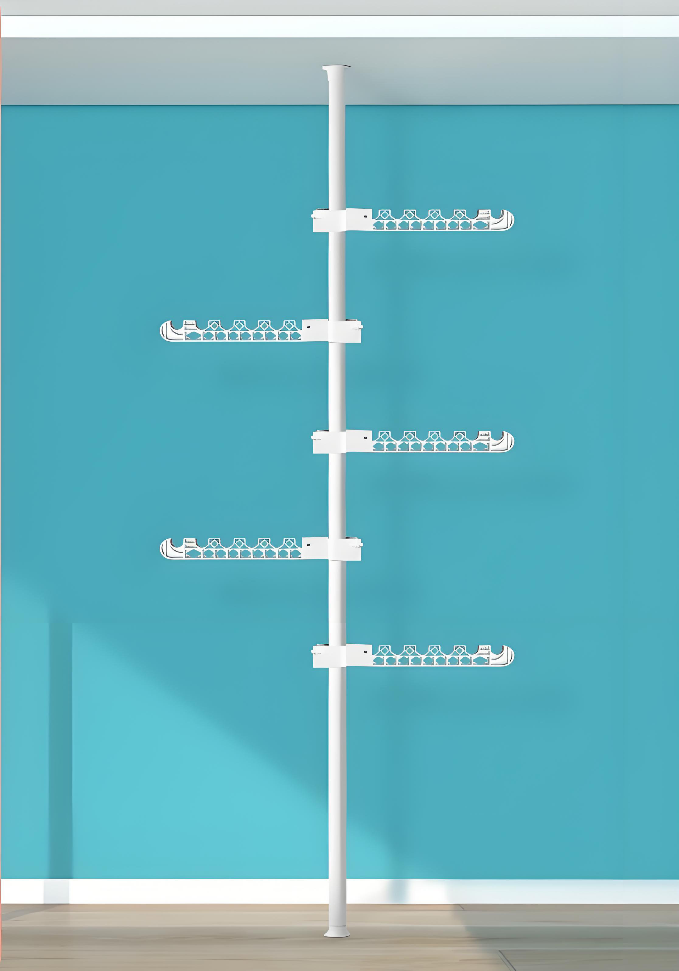 Rebrilliant 5 Hooks Adjustable Laundry Pole Metal Clothes Drying Rack ...