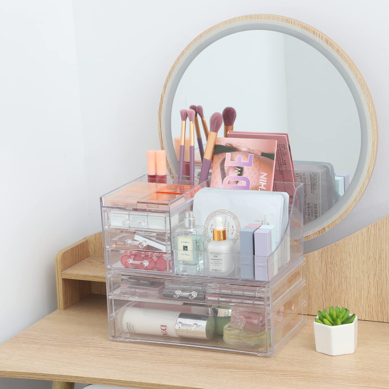Rebrilliant 2 Pack Clear Make Up Organizers For Vanity,Stackable 5 ...