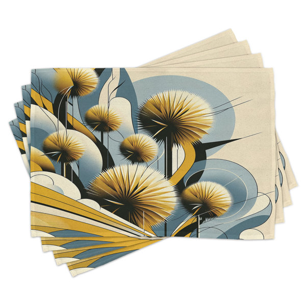 Ambesonne Polyester Mustard Blue Grey Cream Rectangle Placemat | Wayfair