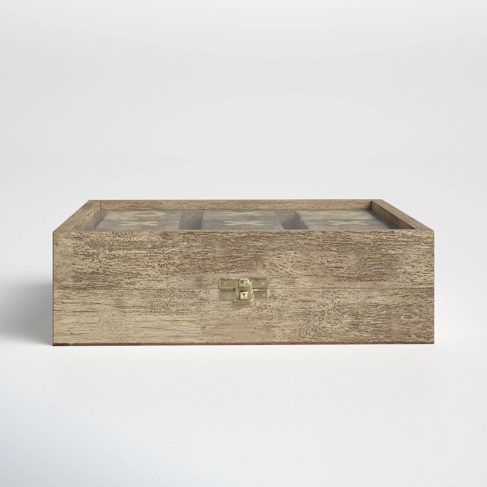 Joss & Main 10" Natural Brown Wooden Tic Tac Toe in Case Decorative ...