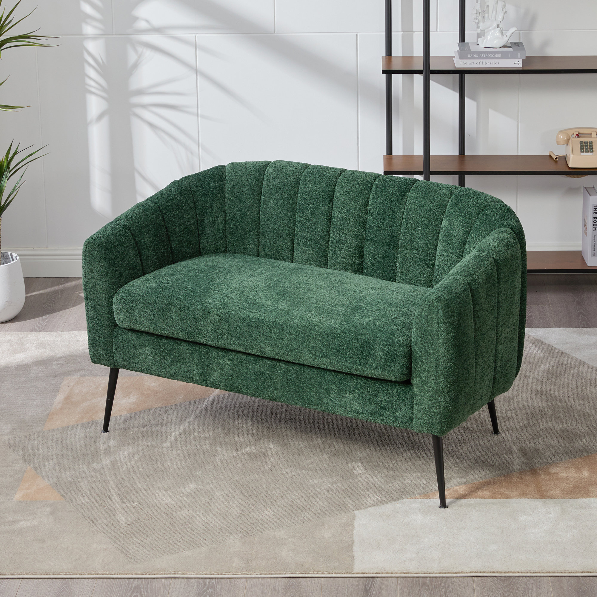Latitude Run® Upholstered Chenille Mini Loveseat Accent Couch, Modern ...