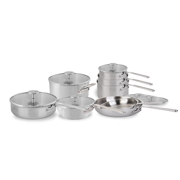 Mauviel M'Inox 360 Tri-Ply Brushed Stainless Steel 14-Piece Cookware ...