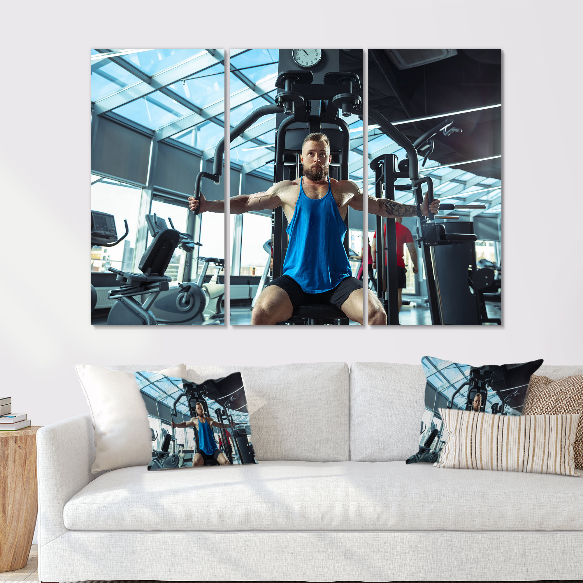 Design Art Caucasian Doing Strength Exercises - Aerobic & Bodybuilding ...