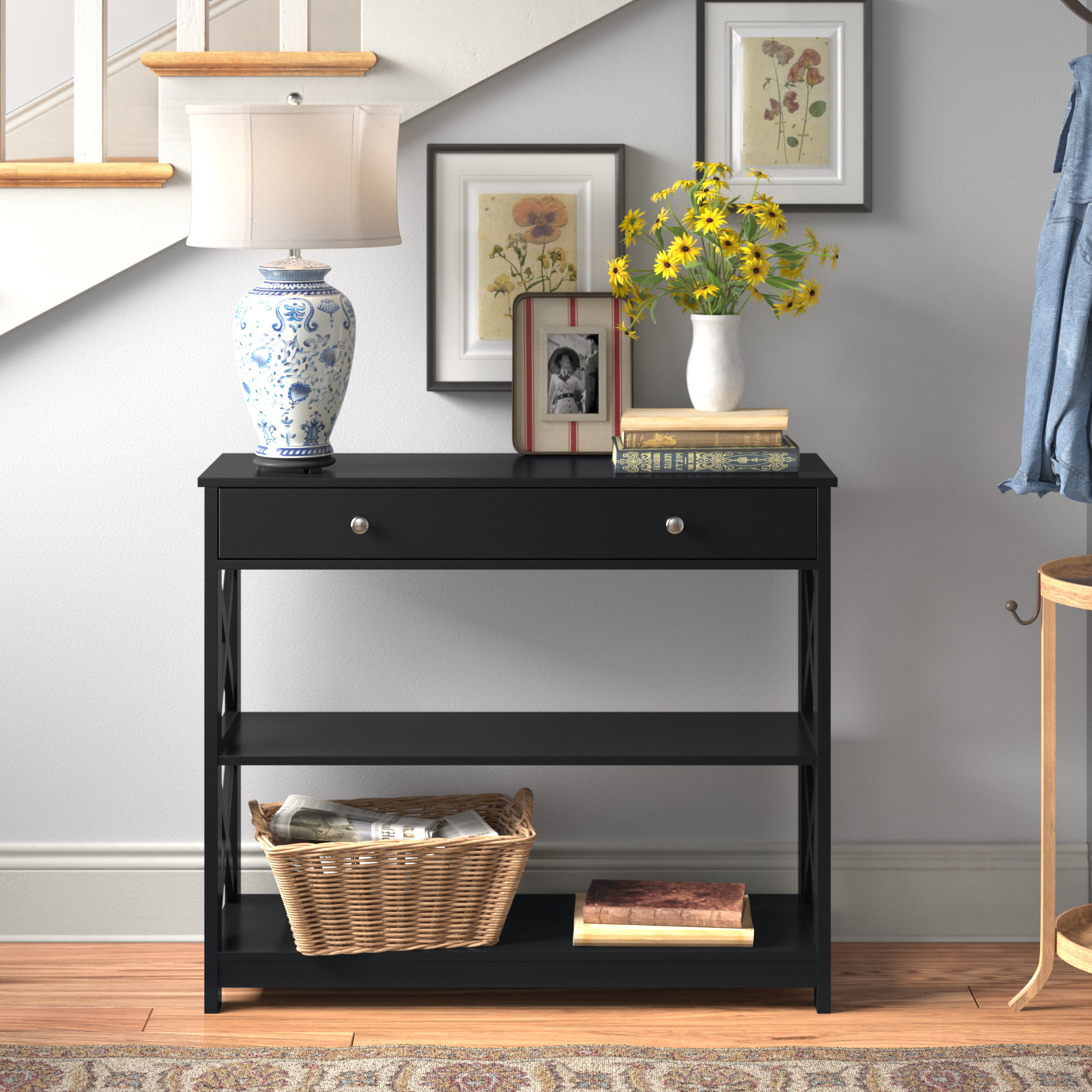 Andover Mills Honn 3-tier Console Table X-design Sofa Entryway Table ...