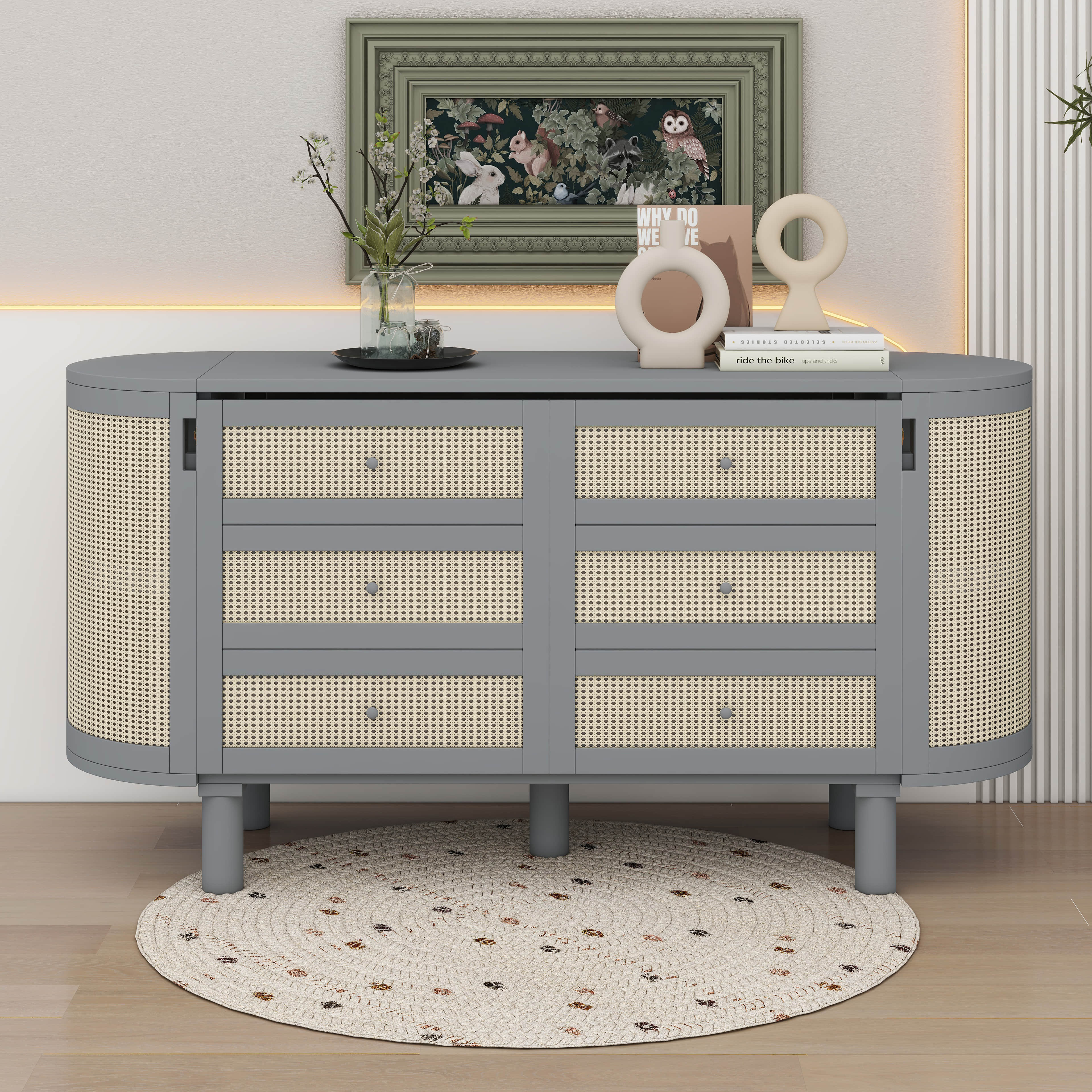 Bayou Breeze Full Size Murphy Folding Space-Saving Rattan Wall Pull-Out ...